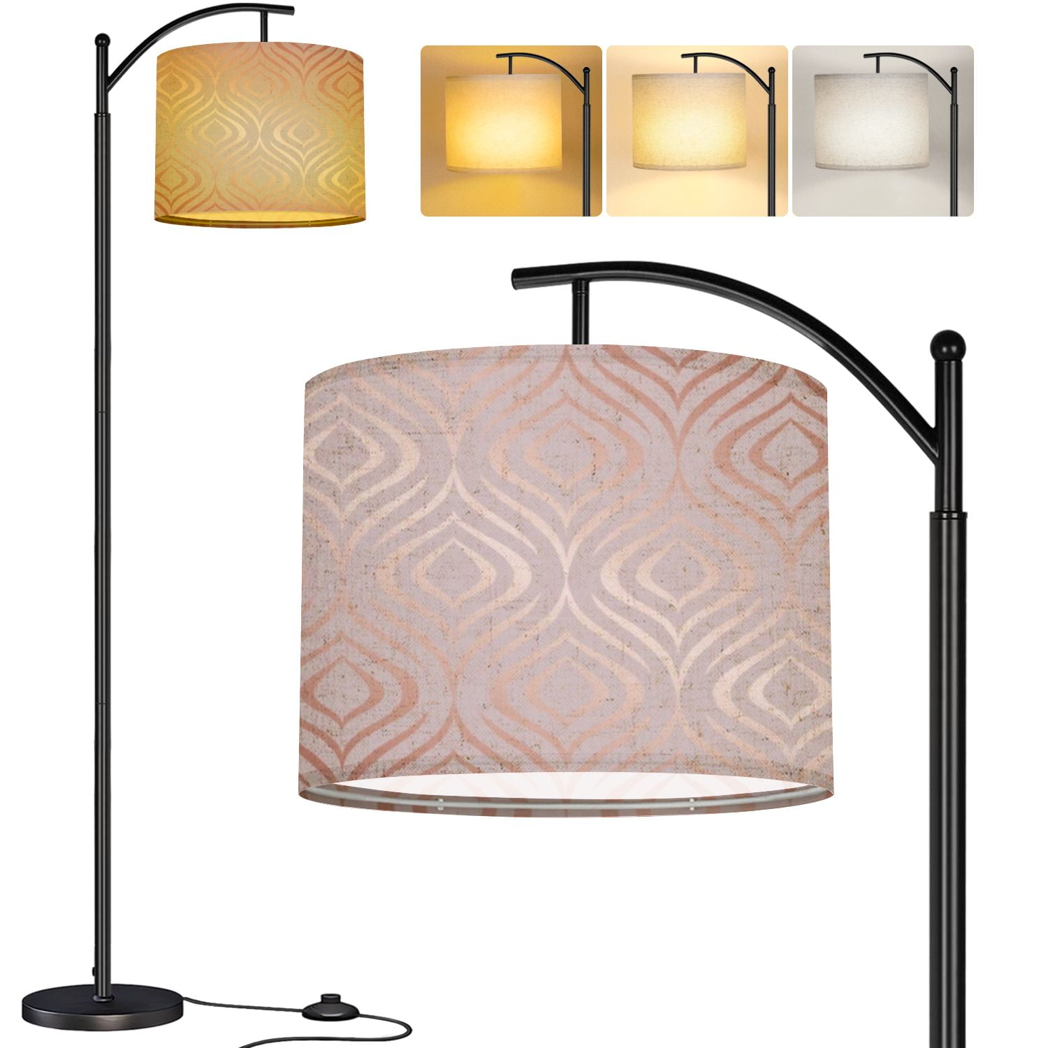 Arc Floor Lamp seamless Rose gold feather Roses golden stylish floral ...