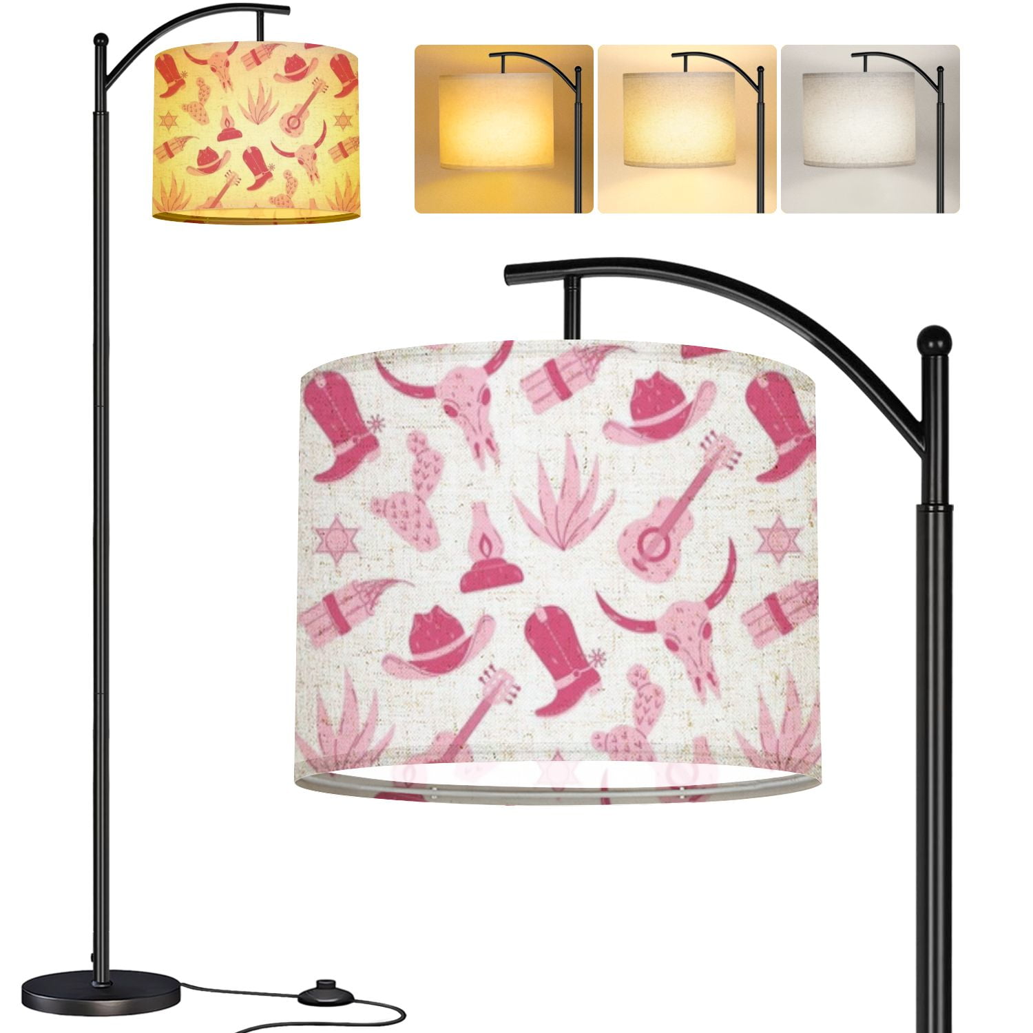 Arc Floor Lamp seamless Western themed pattern shades pink featuring ...