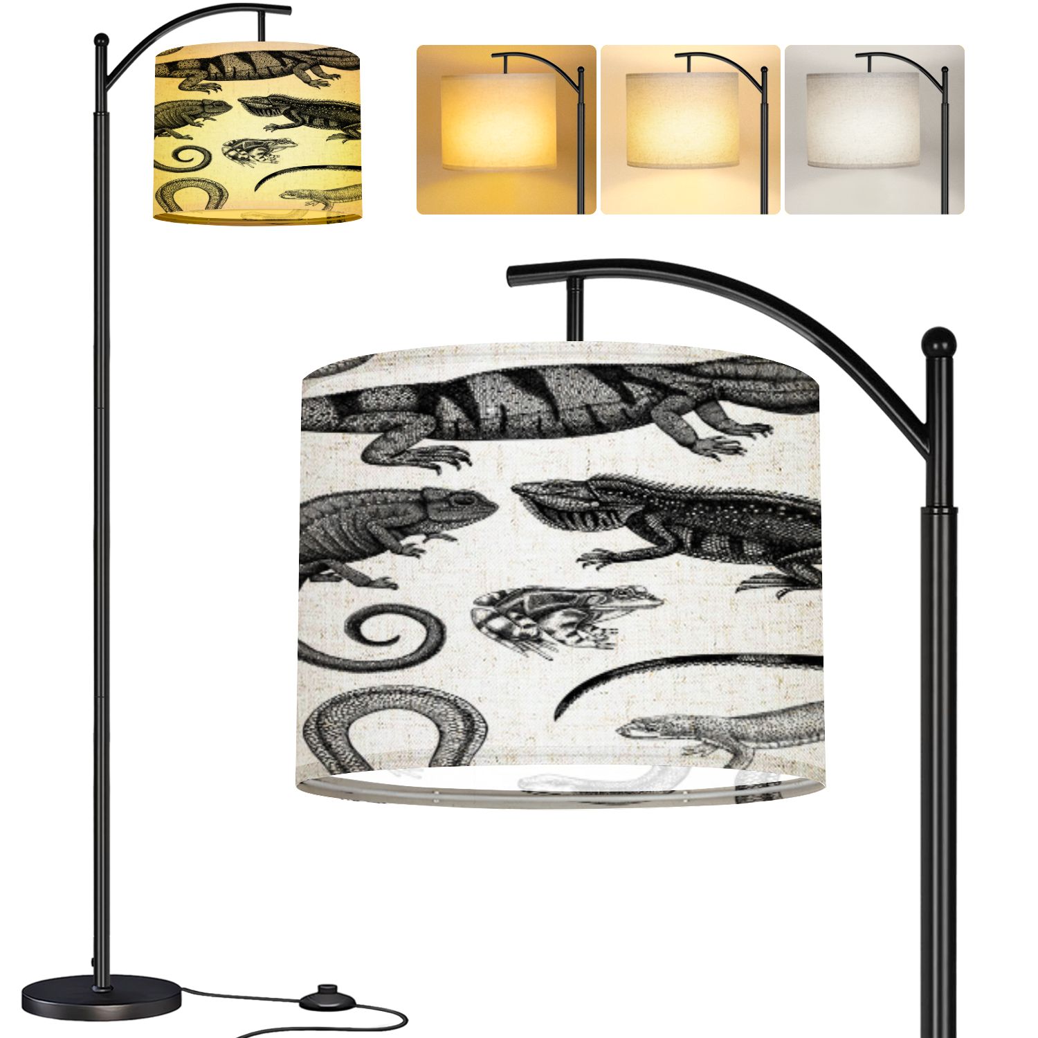 Arc Floor Lamp seamless animal sketches Hand drawn reptiles amphibians ...