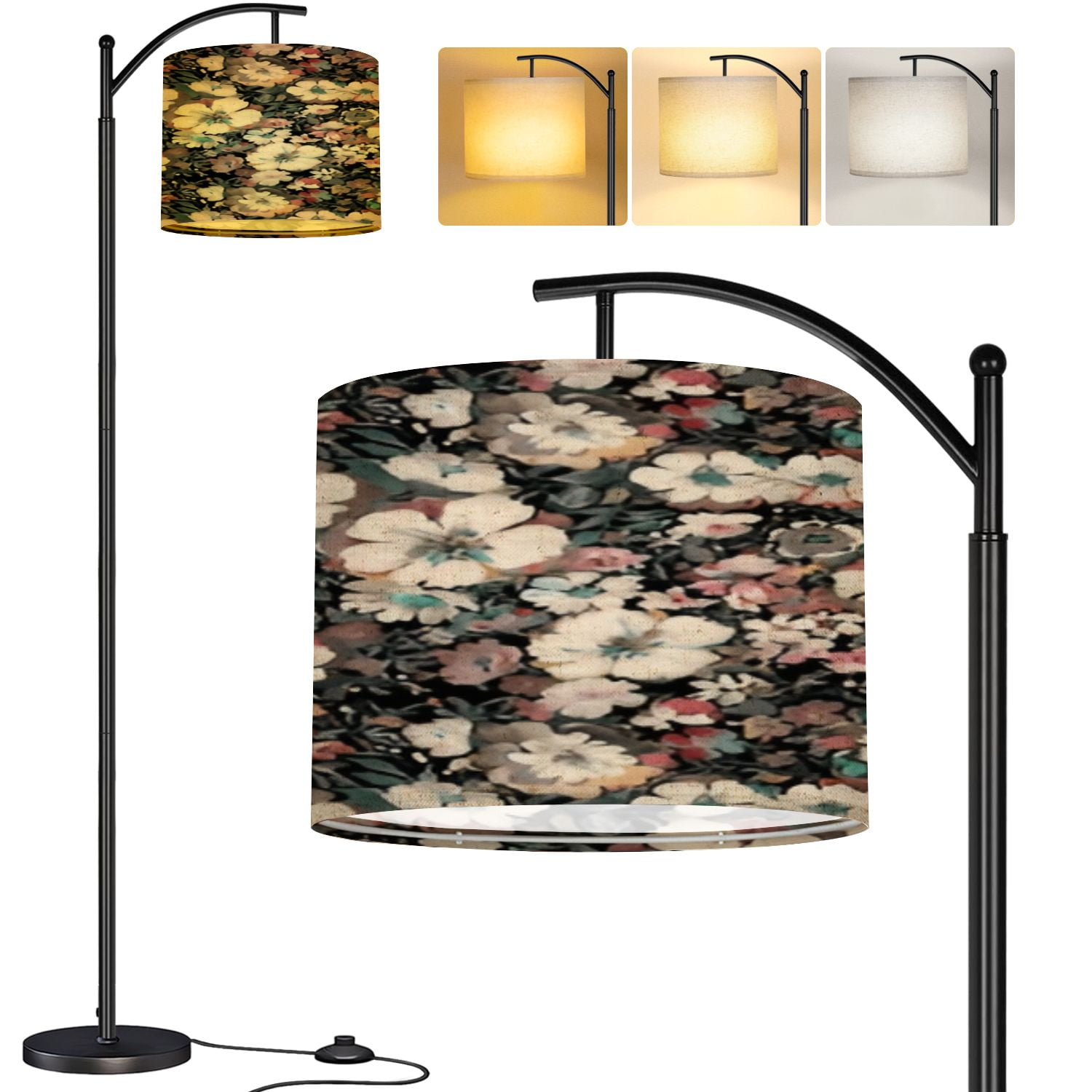 Arc Floor Lamp seamless colour floral leaf look Tall Modern Standing ...