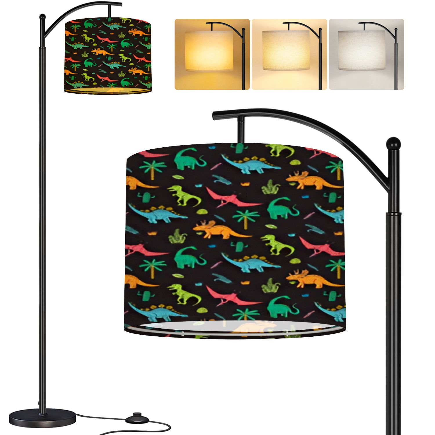 Arc Floor Lamp seamless dinosaurs childish bright colors Tall Modern ...