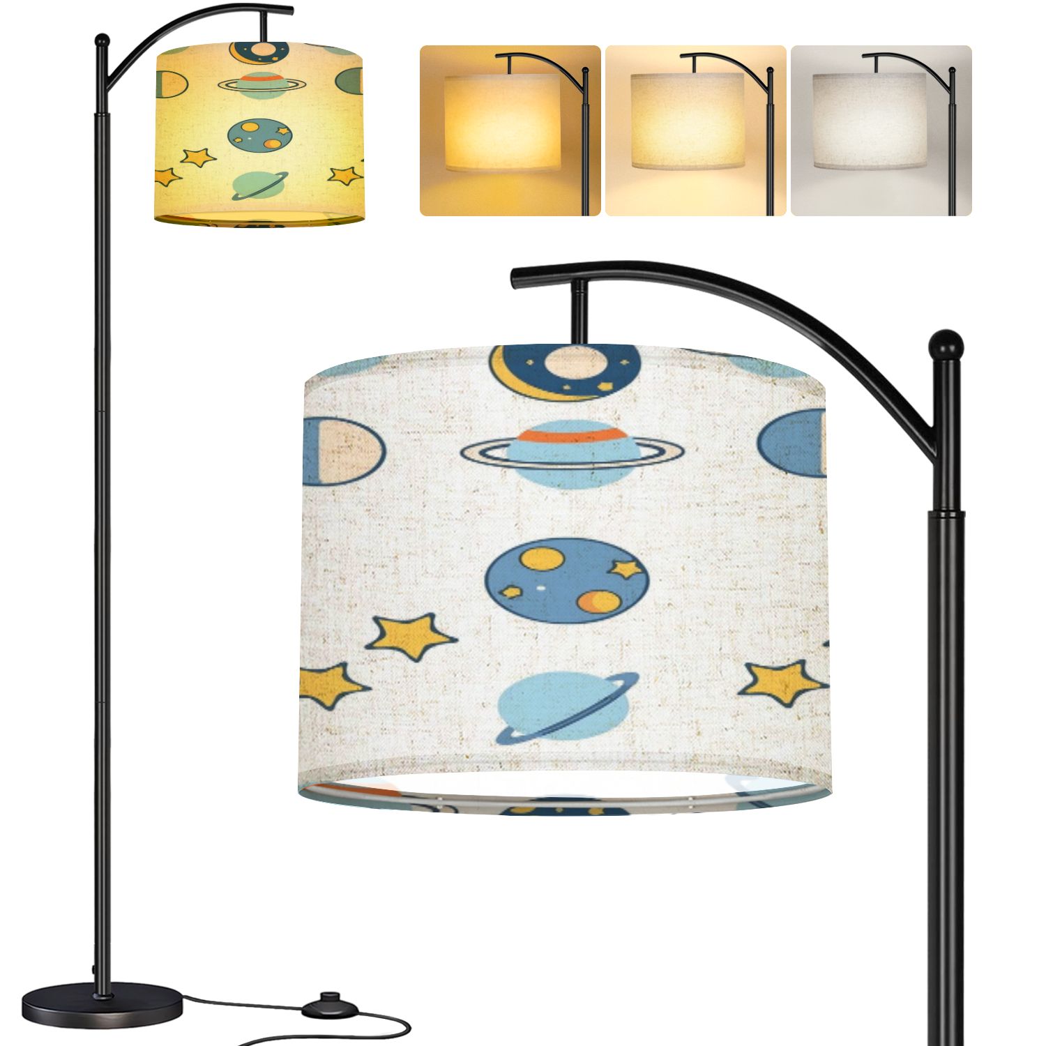 Arc Floor Lamp seamless featuring colorful cartoon style outer space ...