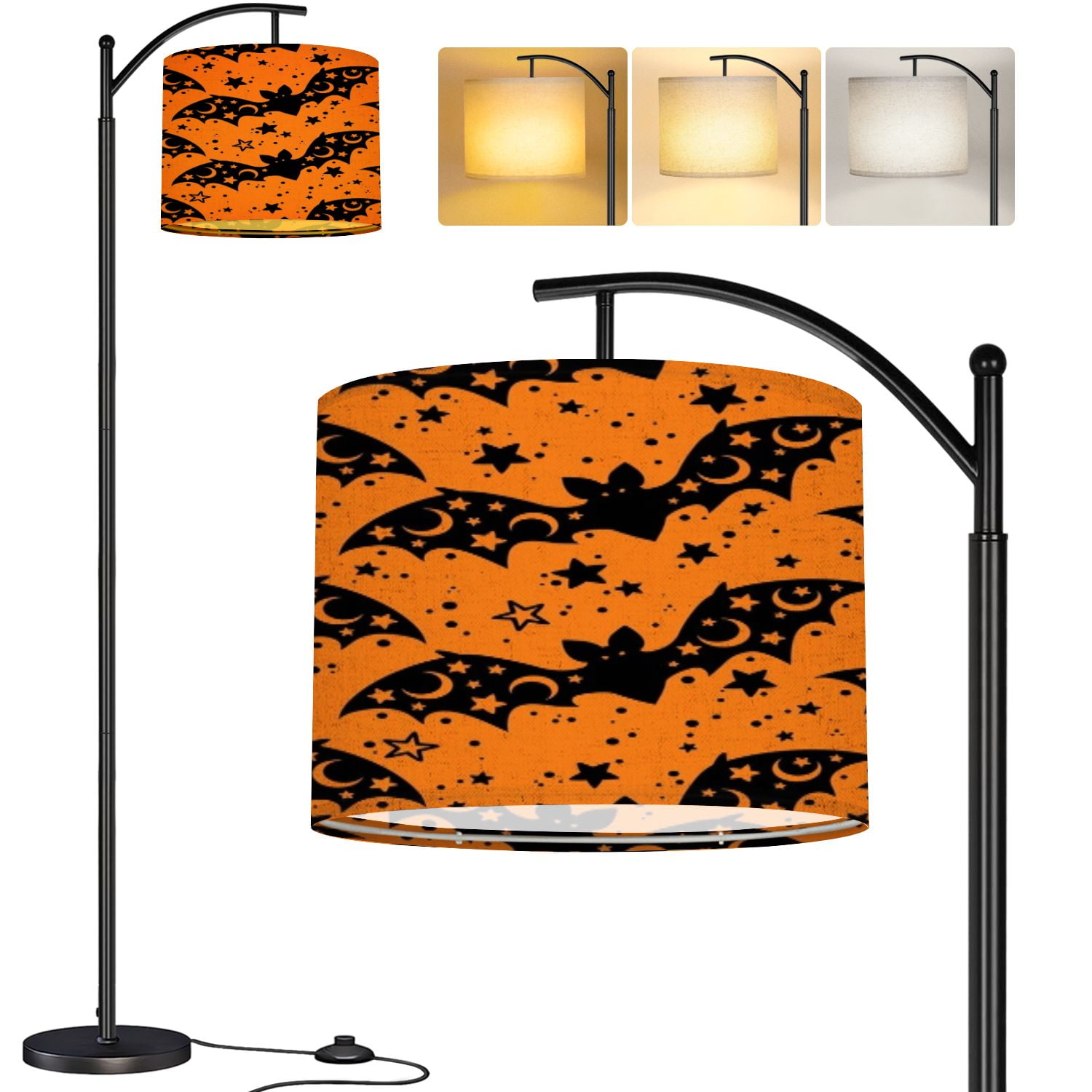 Arc Floor Lamp seamless halloween decorated bats silhouettes Tall ...