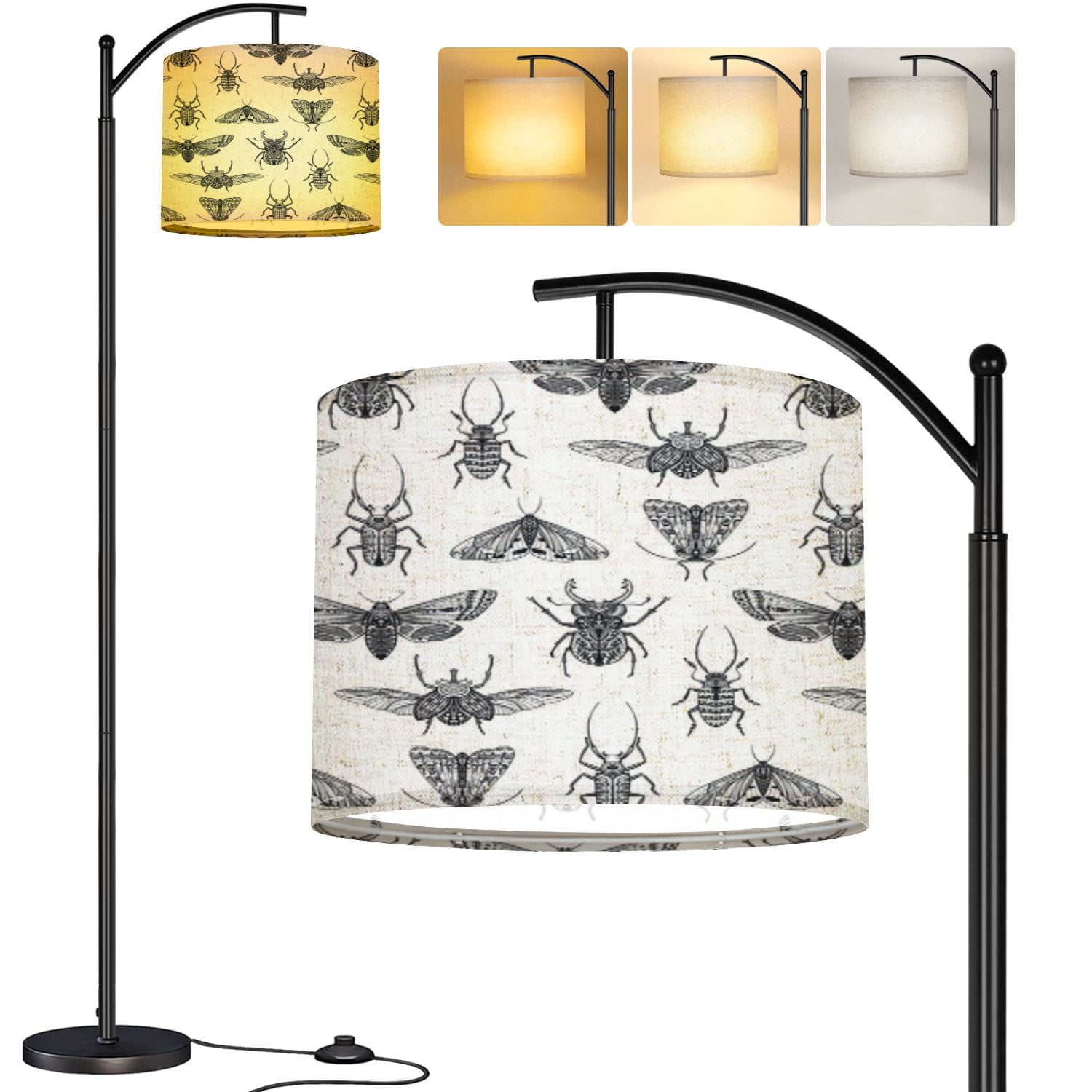 Arc Floor Lamp seamless hand drawn insects butterfly beetle bug ...