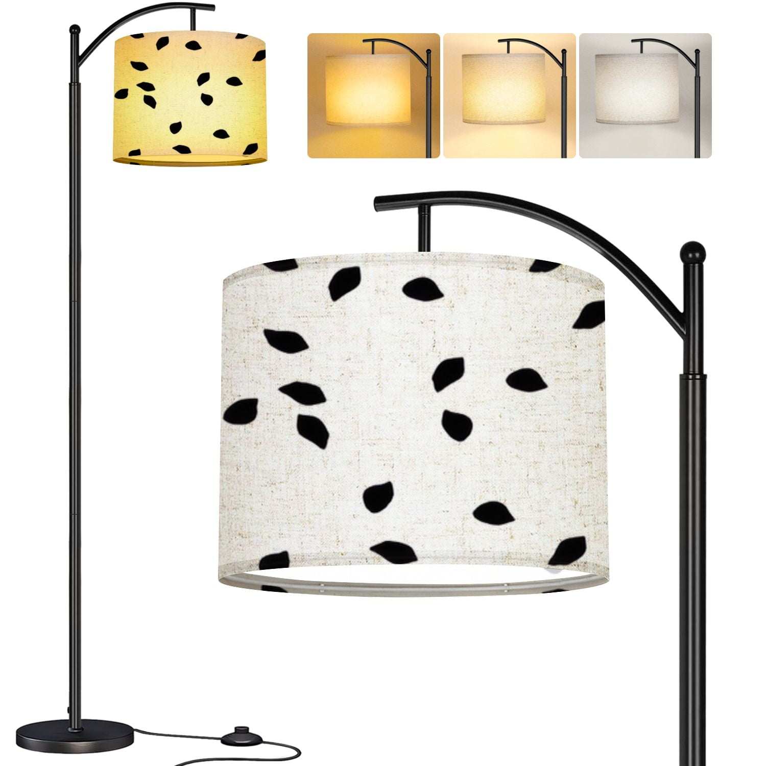 Arc Floor Lamp seamless pattern black colors petals gliding air Rings ...