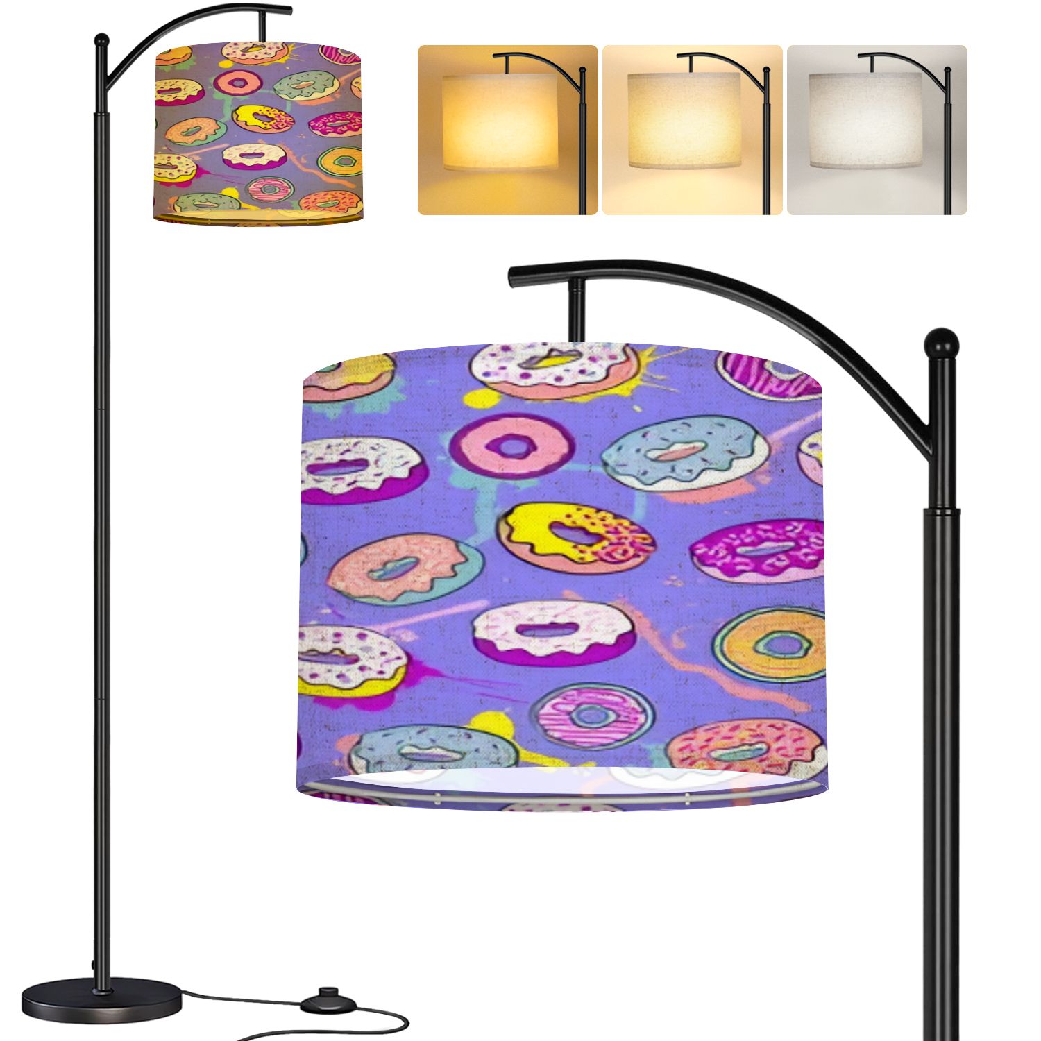 Arc Floor Lamp seamless pattern colorful donuts Cute fashion print for ...