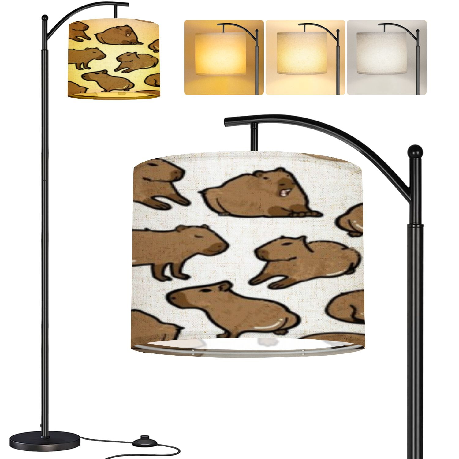 Arc Floor Lamp seamless pattern drawing brown cartoon capybara poses ...