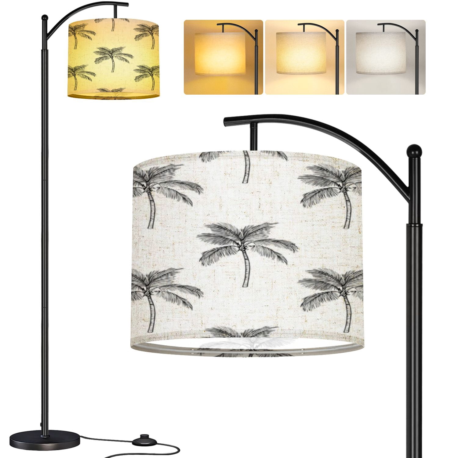 Arc Floor Lamp seamless pattern featuring hand drawn palm trees white ...