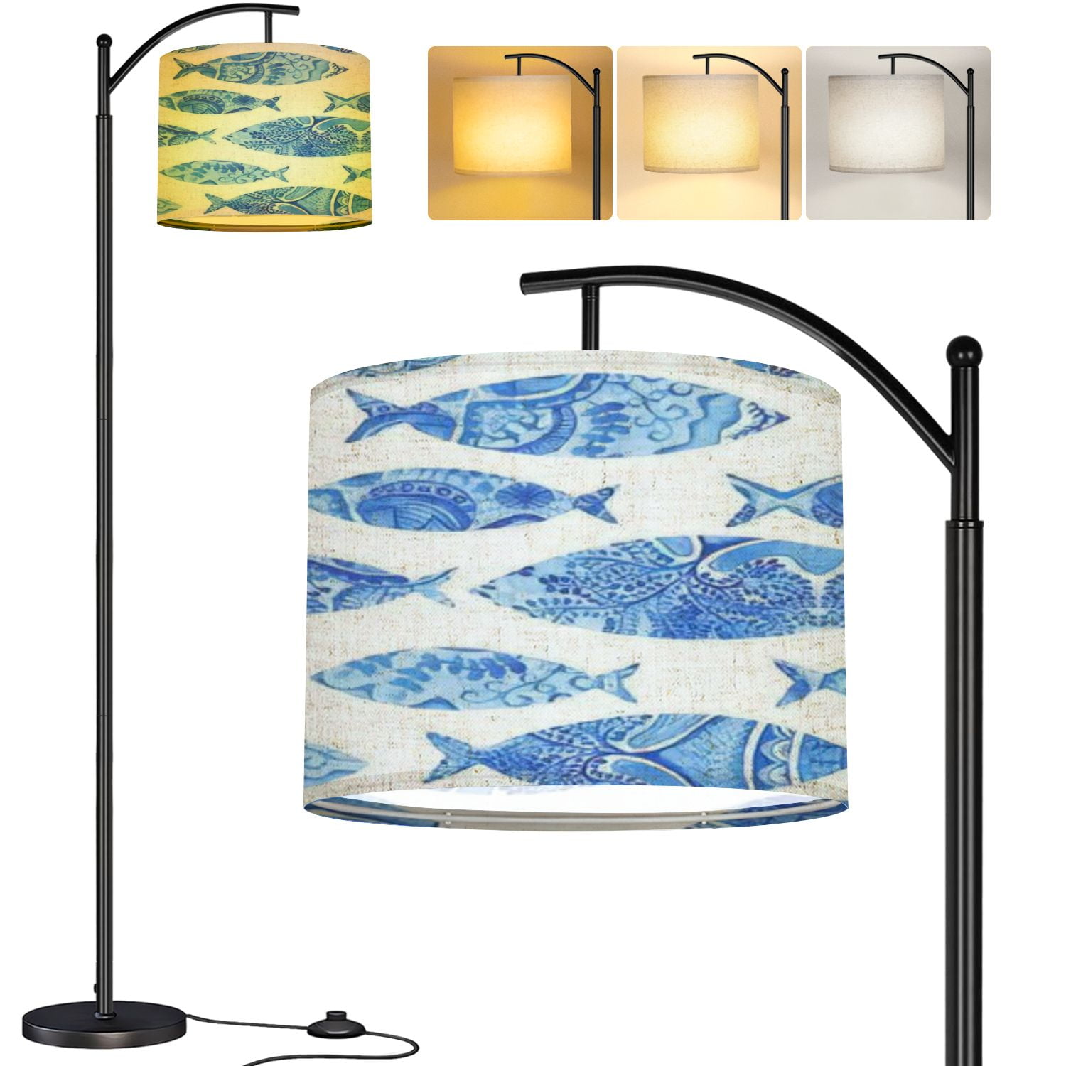 Arc Floor Lamp seamless pattern fishes watercolor hand watercolor fish ...