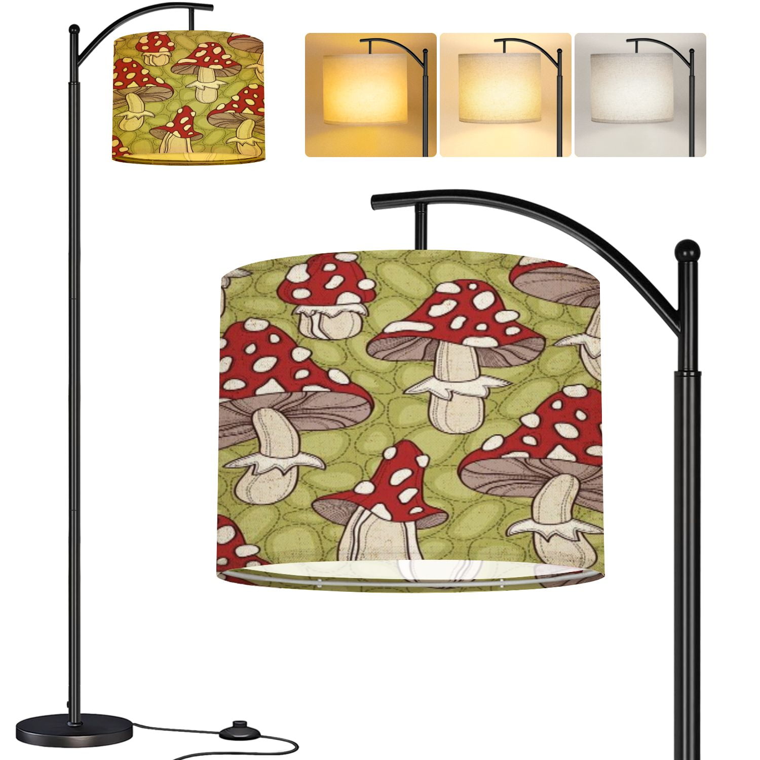 Arc Floor Lamp seamless pattern hand drawn toadstool mushrooms Tall ...