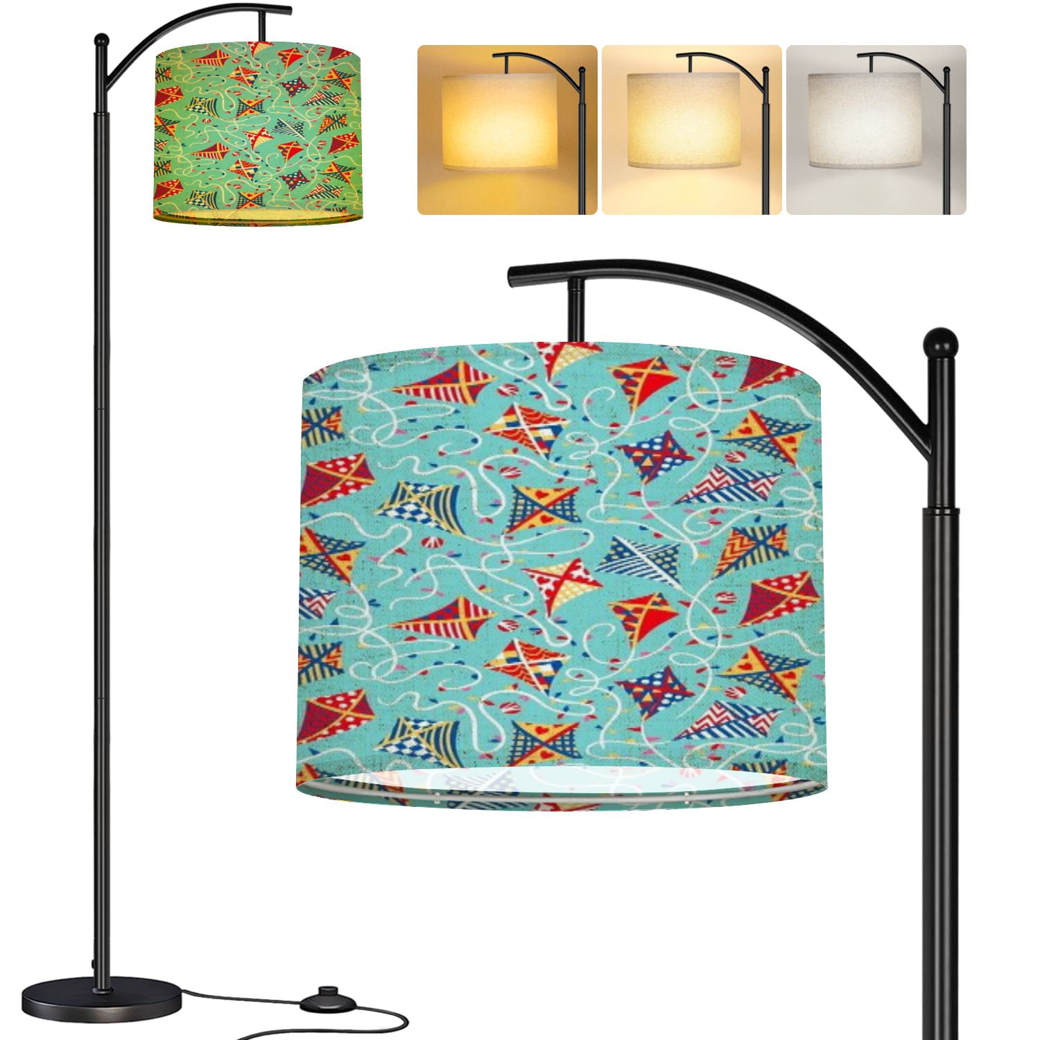 Arc Floor Lamp seamless pattern kites sky tangled tails colorful print ...