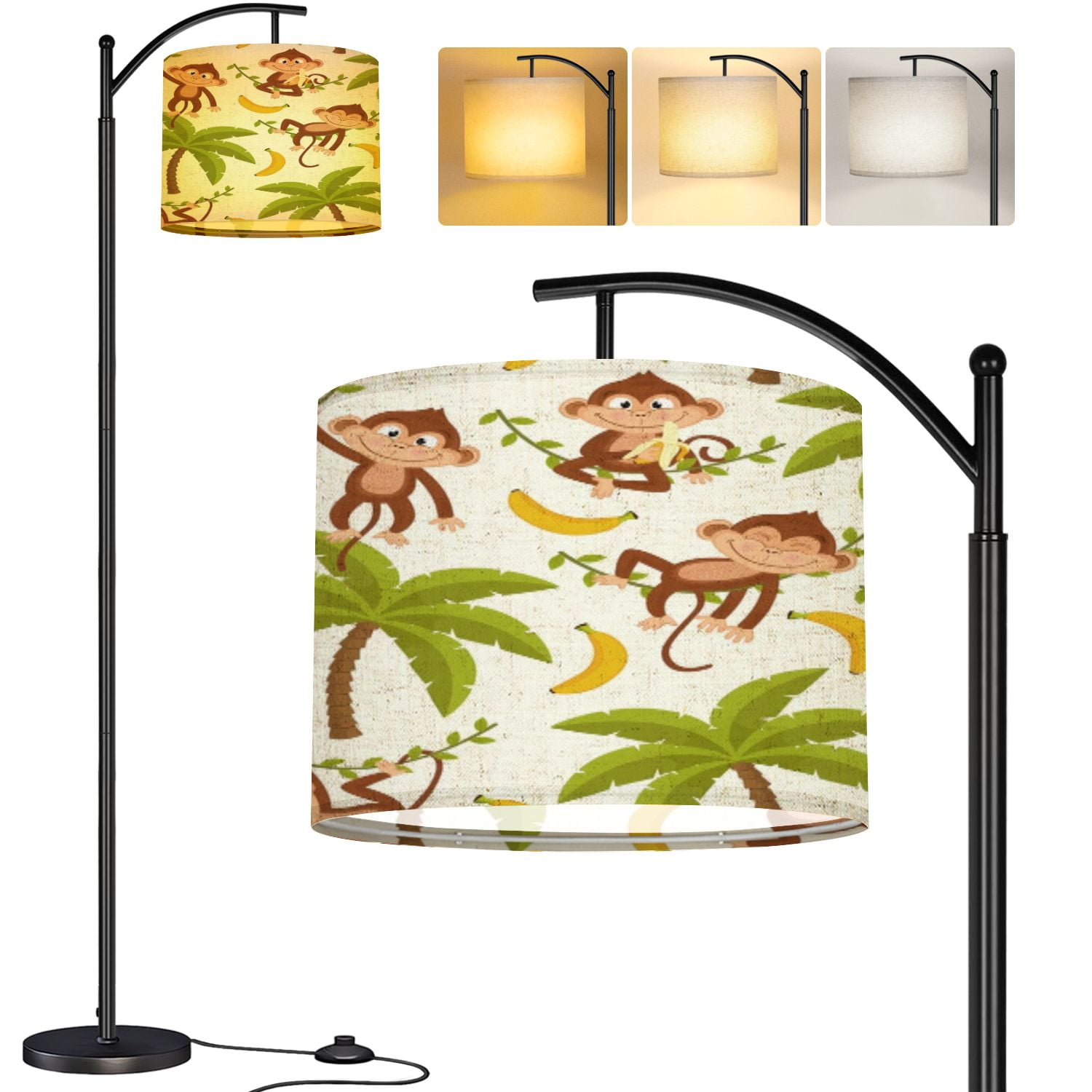 Arc Floor Lamp seamless pattern monkey palm tree Tall Modern Standing ...