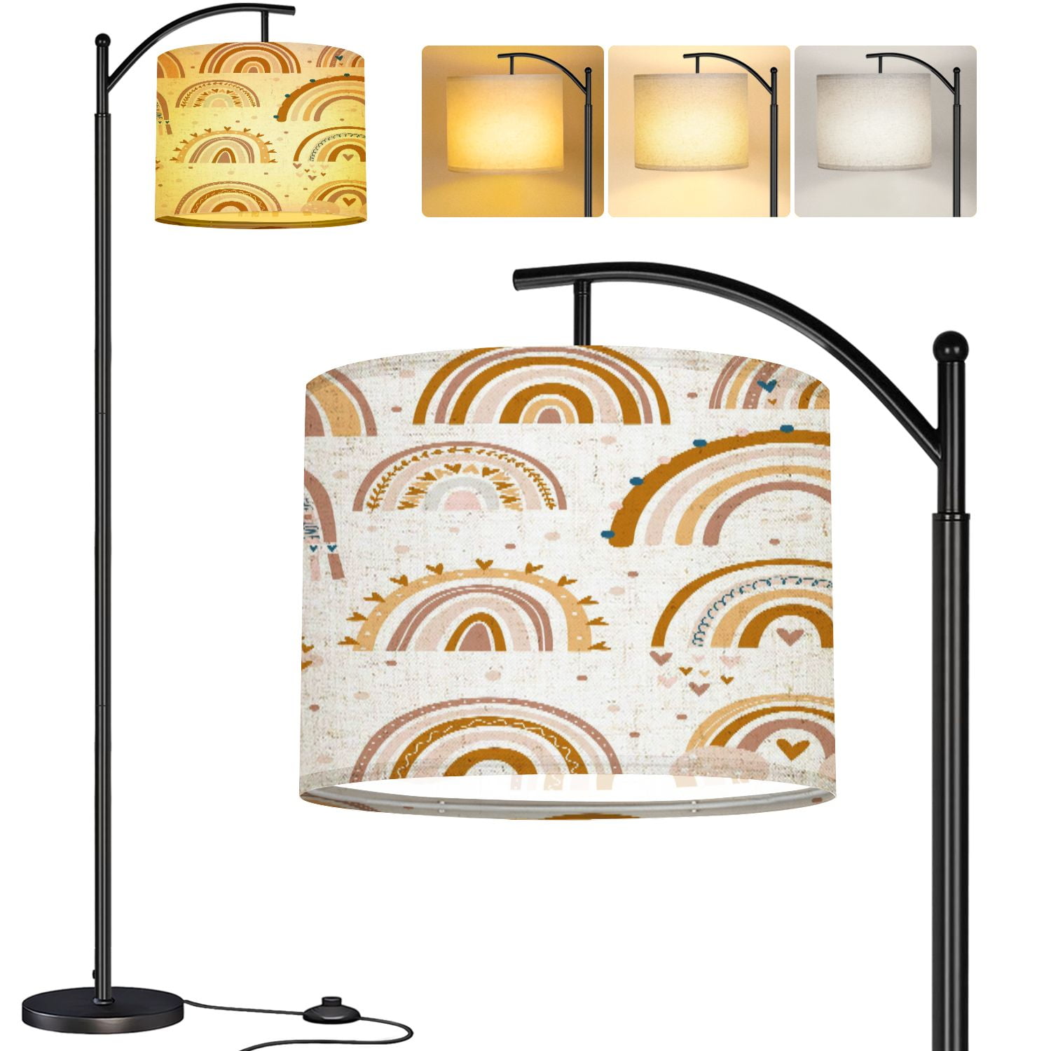 Arc Floor Lamp seamless pattern pastel color boho style Rainbow heart ...