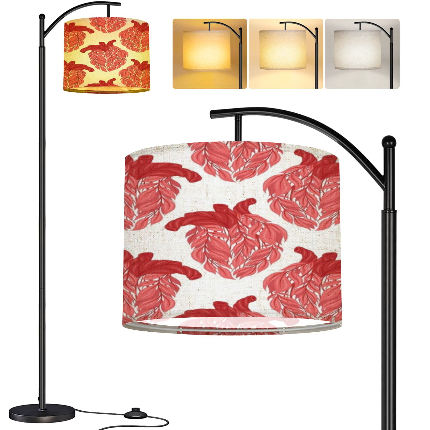 Arc Floor Lamp seamless pattern pink human hearts leaves white Texture ...