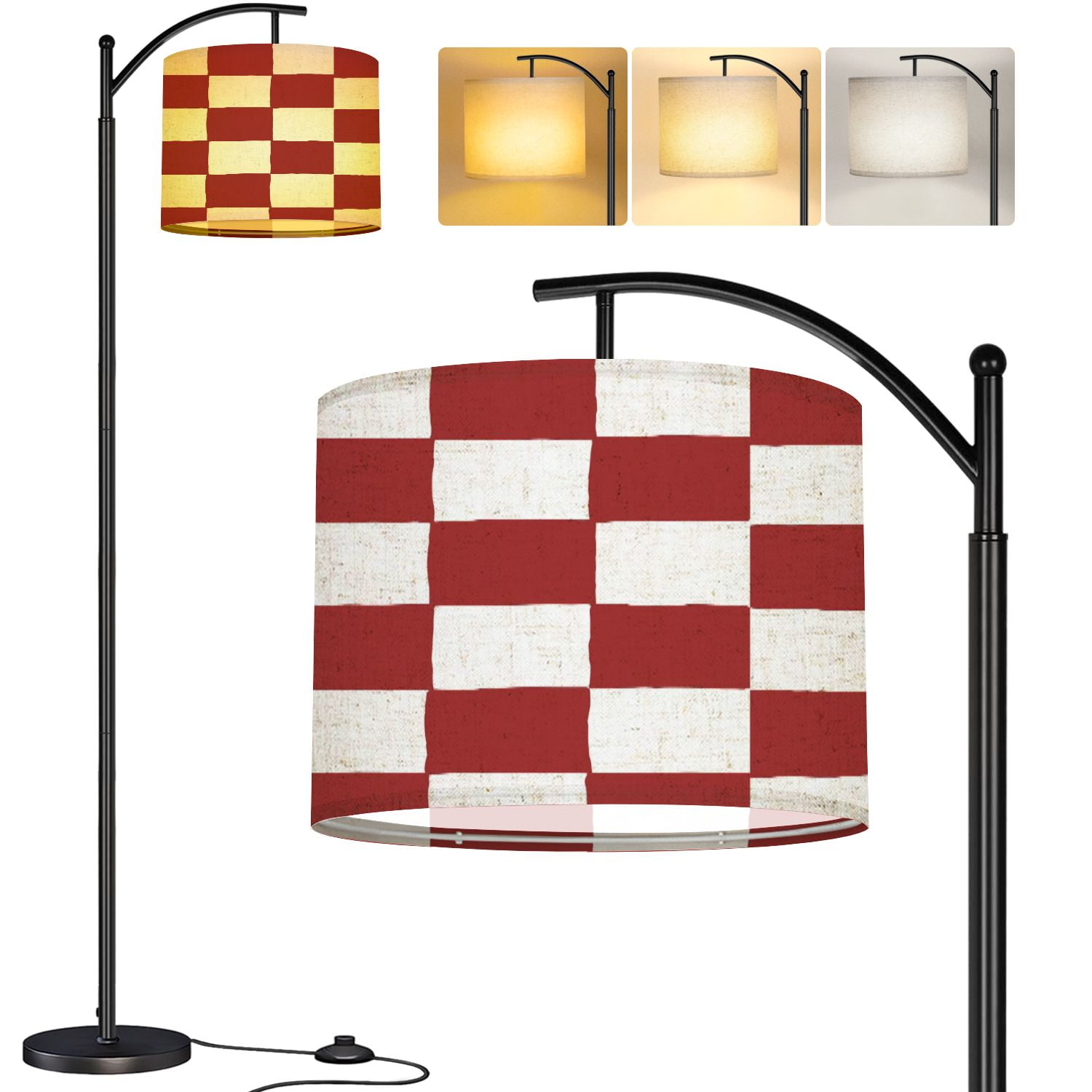 Arc Floor Lamp seamless repeating pattern hand drawn checkerboard red ...