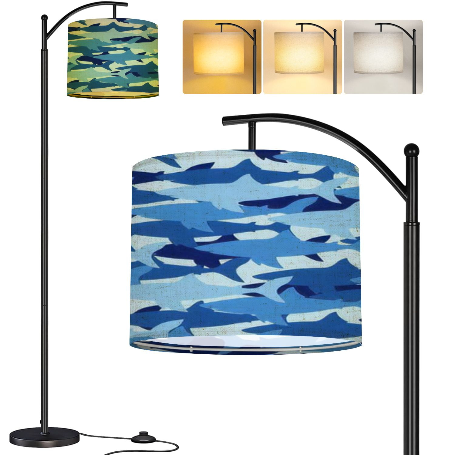 Arc Floor Lamp seamless sharks Tall Modern Standing Lamp LED Adjustable ...