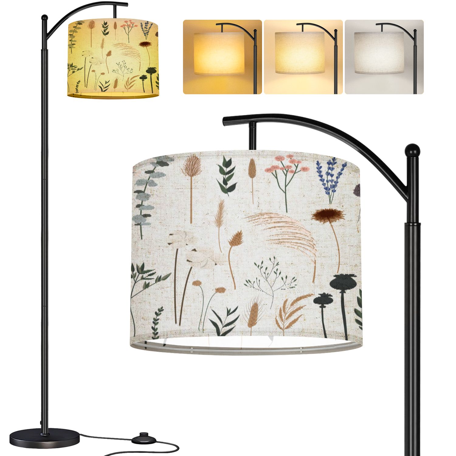 Arc Floor Lamp set boho plants Beautiful wild grass flowers Collection ...