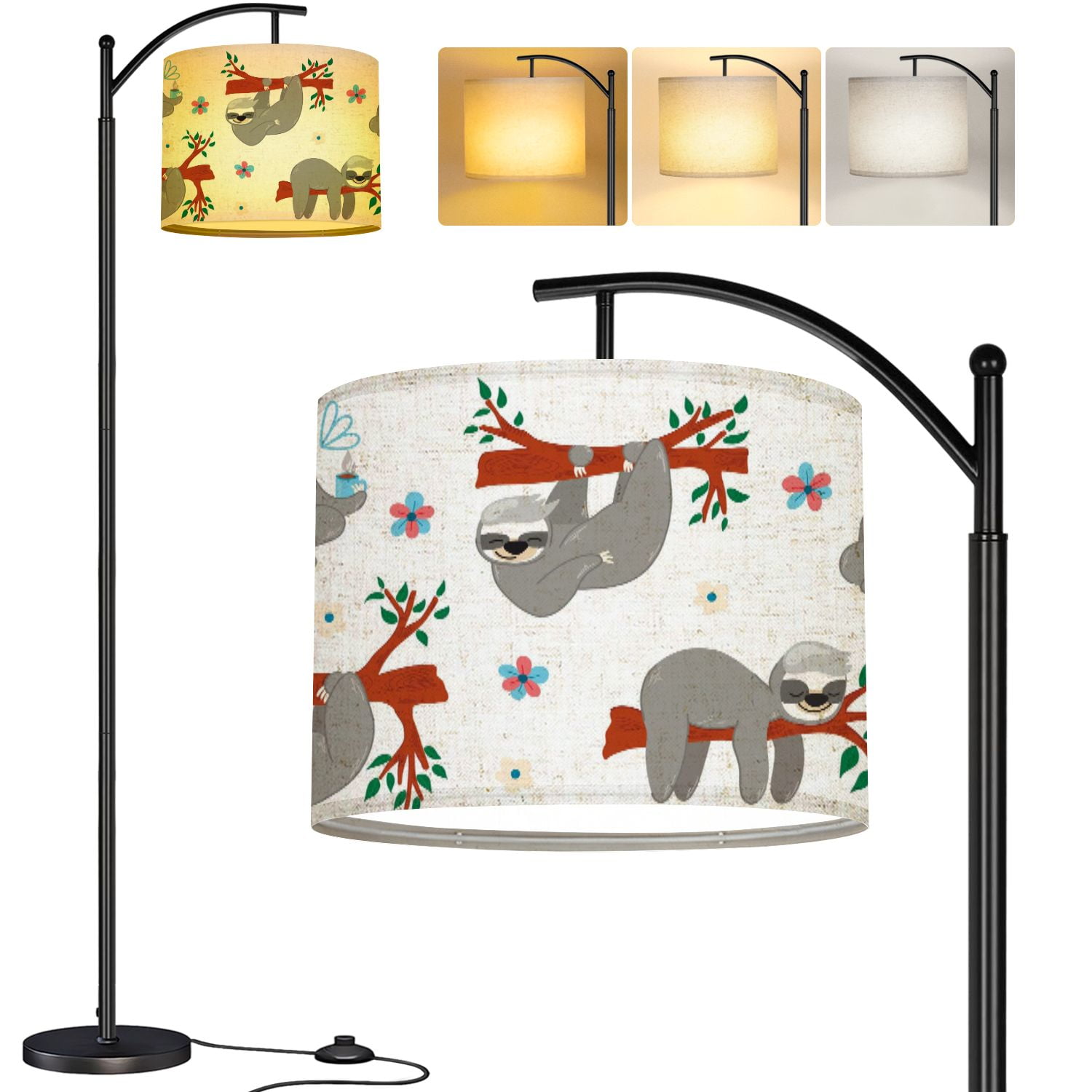 Arc Floor Lamp set cute sloths tree cute animal cartoon style childrens ...