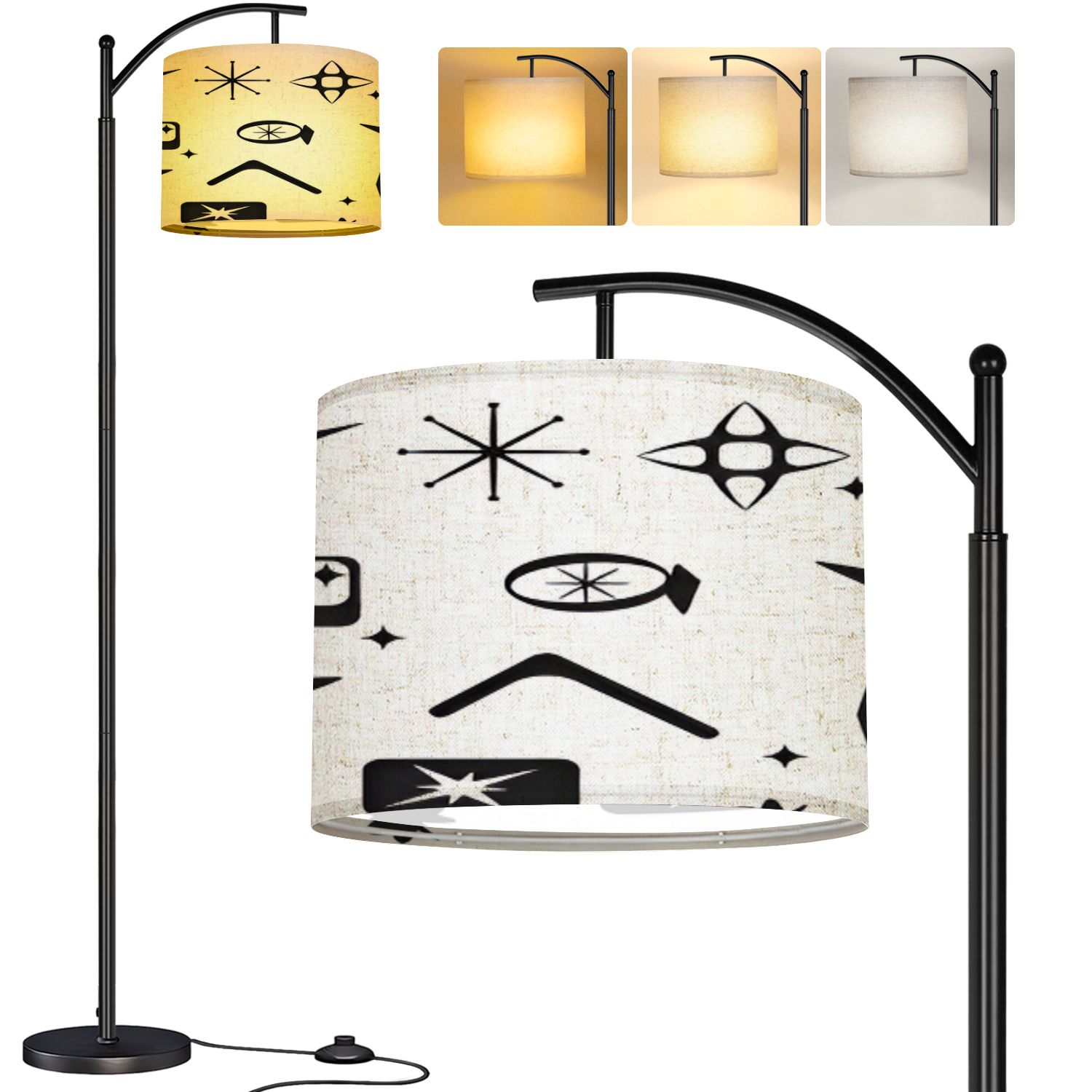 Arc Floor Lamp set stars retro graphic ornaments Tall Modern Standing ...