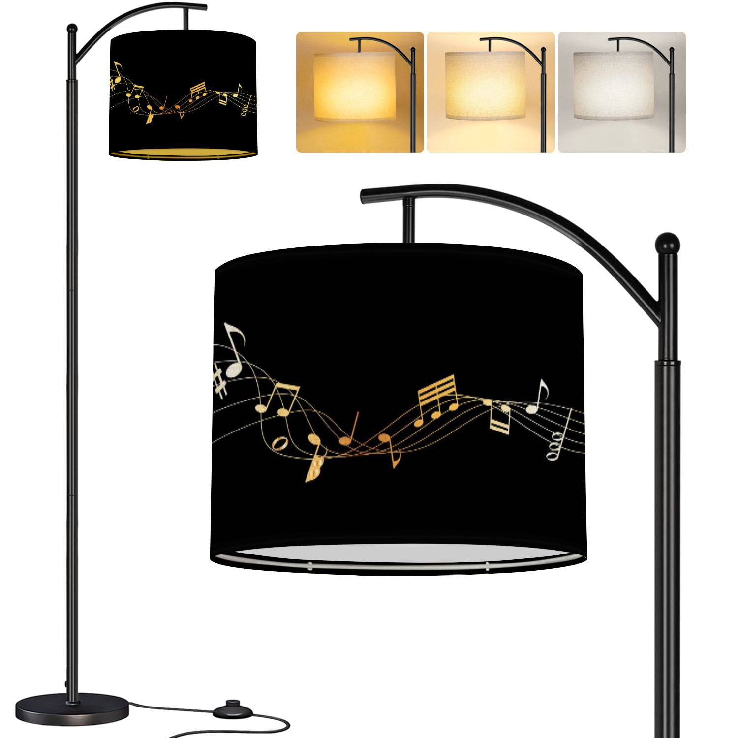 Arc Floor Lamp sheet musical notes melody dark Tall Modern Standing ...