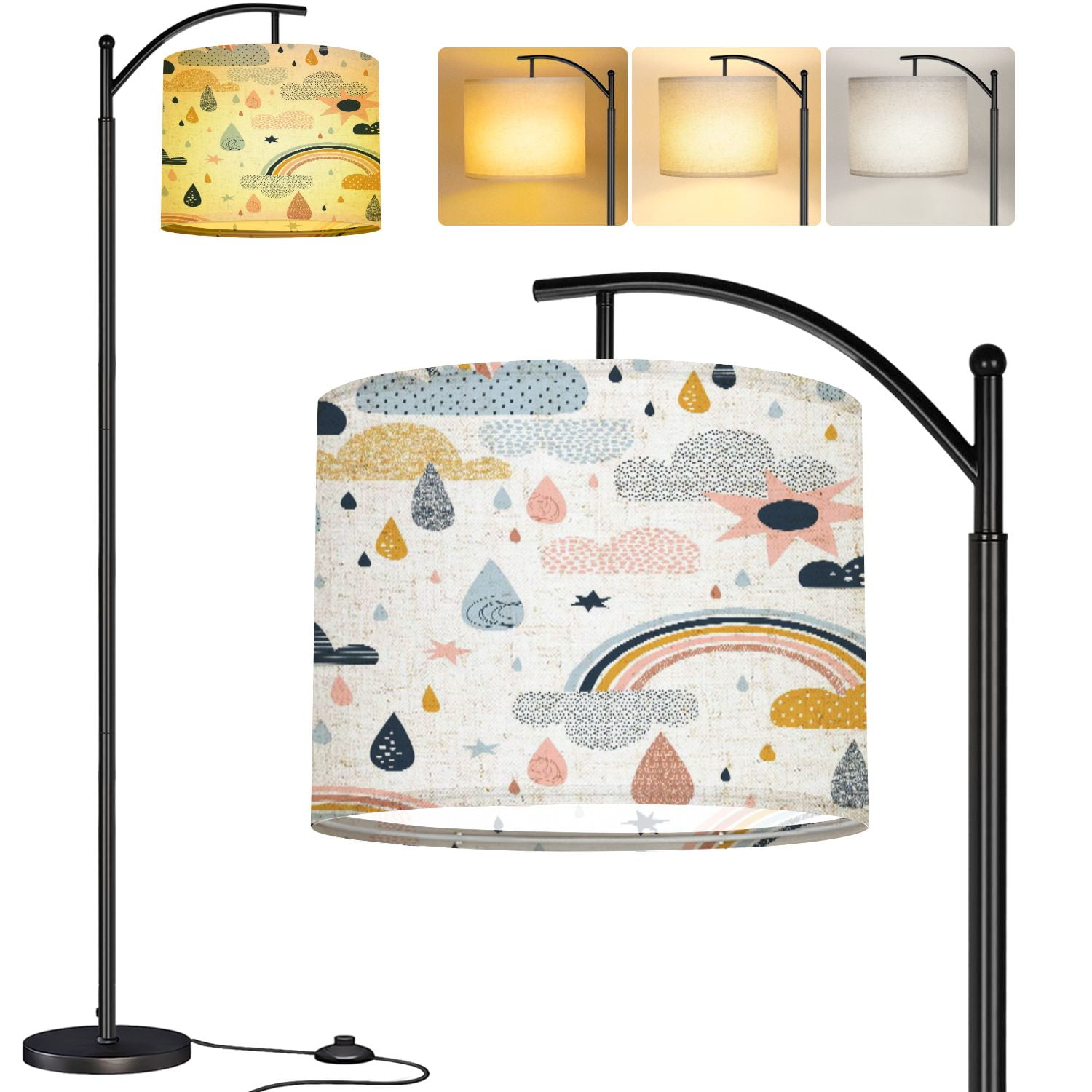 Arc Floor Lamp sky seamless pattern clouds rain drops rainbow sun Cute ...