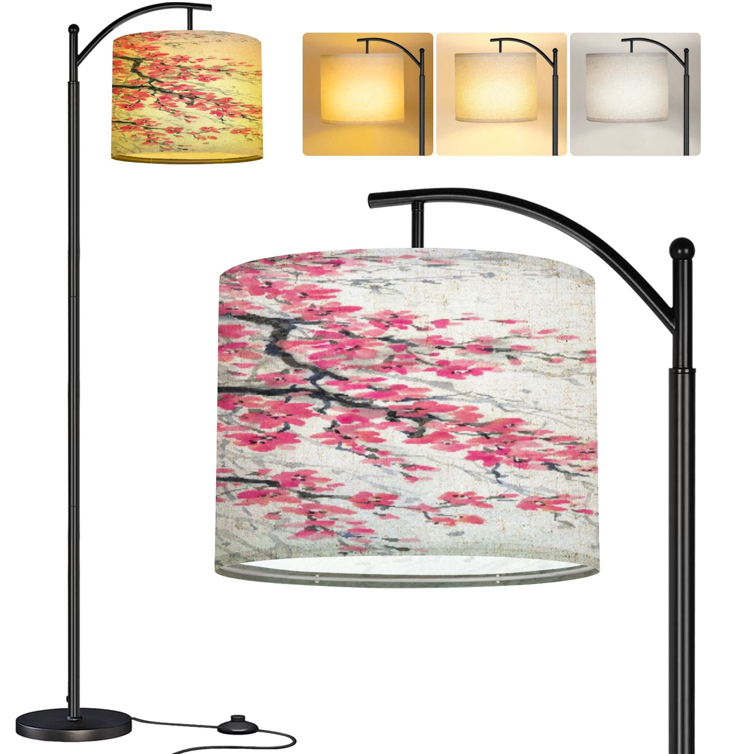 Arc Floor Lamp spring cherry blossom watercolor painting Tall Modern ...