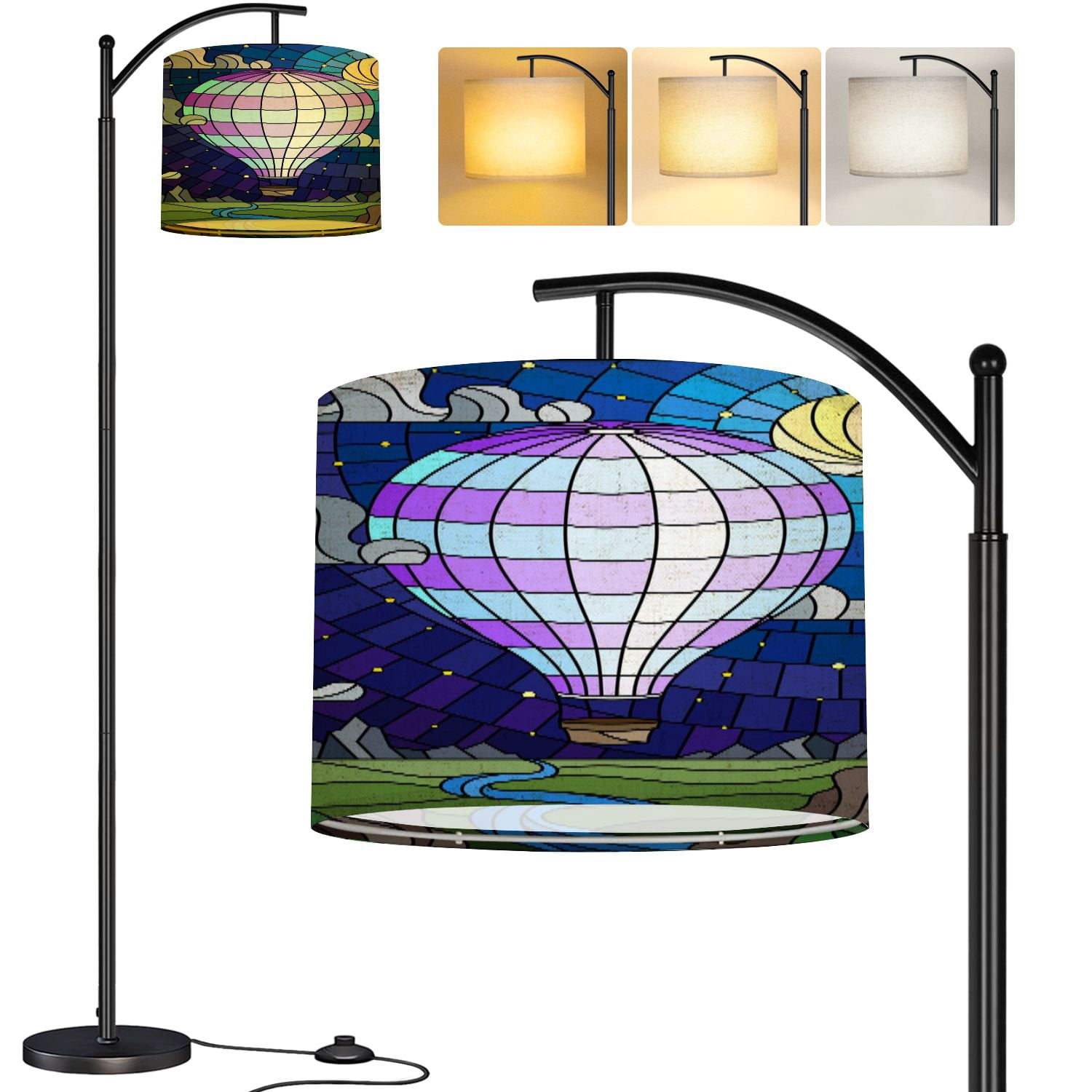 Arc Floor Lamp stained glass style light hot balloon Tall Modern ...