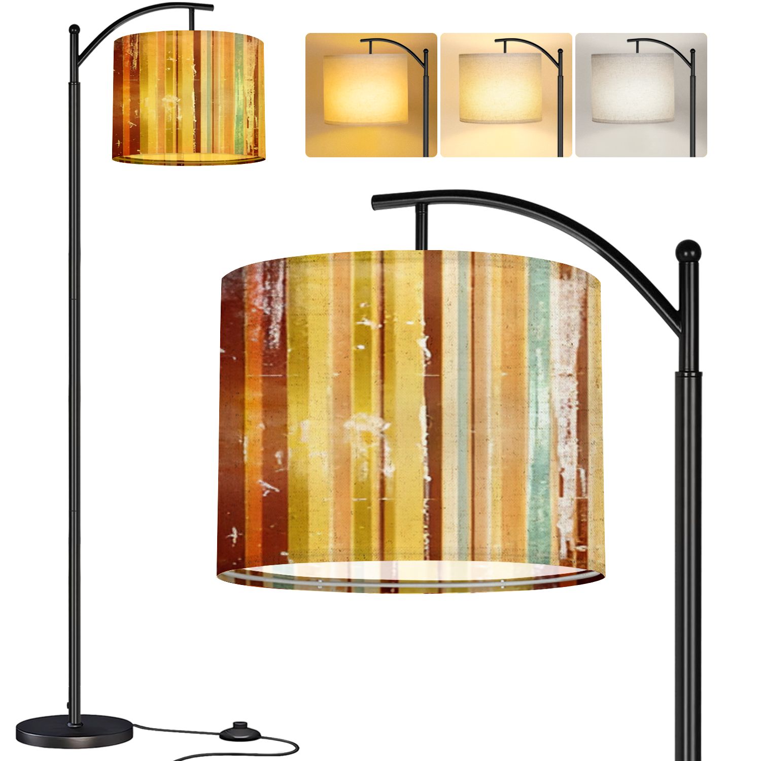 Arc Floor Lamp striped colored grunge style Tall Modern Standing Lamp ...