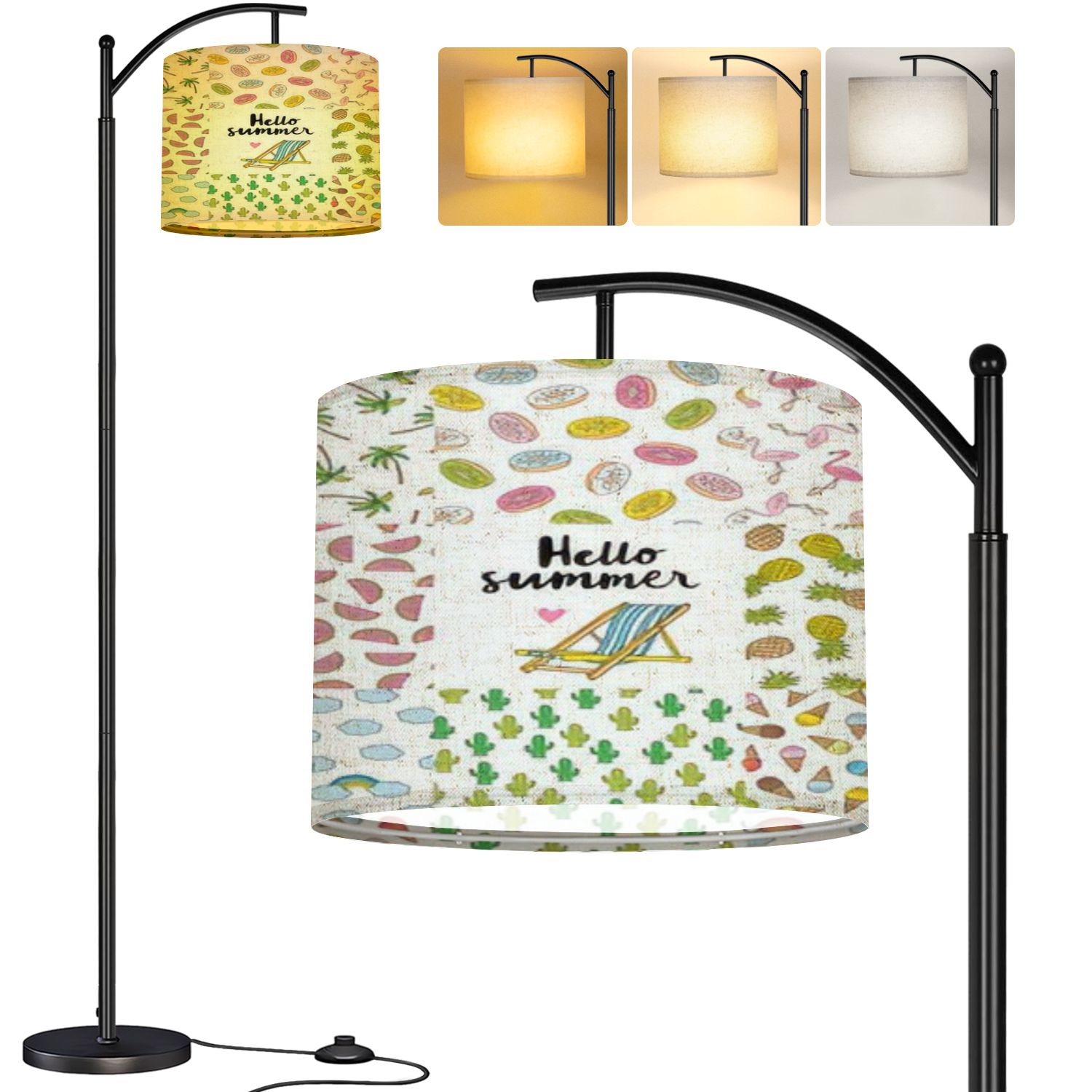 Arc Floor Lamp summer seamless pattern set Tall Modern Standing Lamp ...