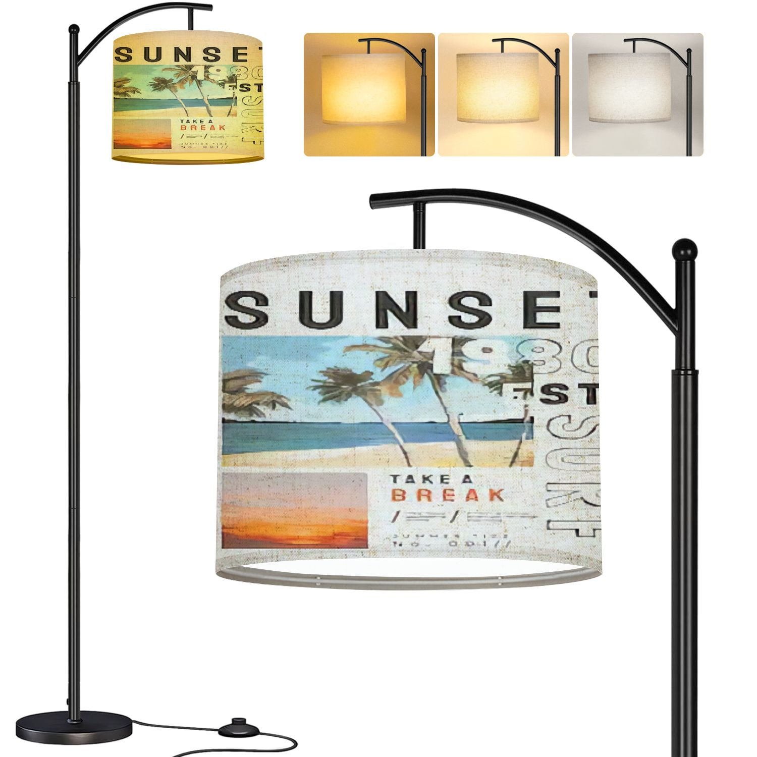 Arc Floor Lamp sunset slogan beach sunset Tall Modern Standing Lamp LED ...