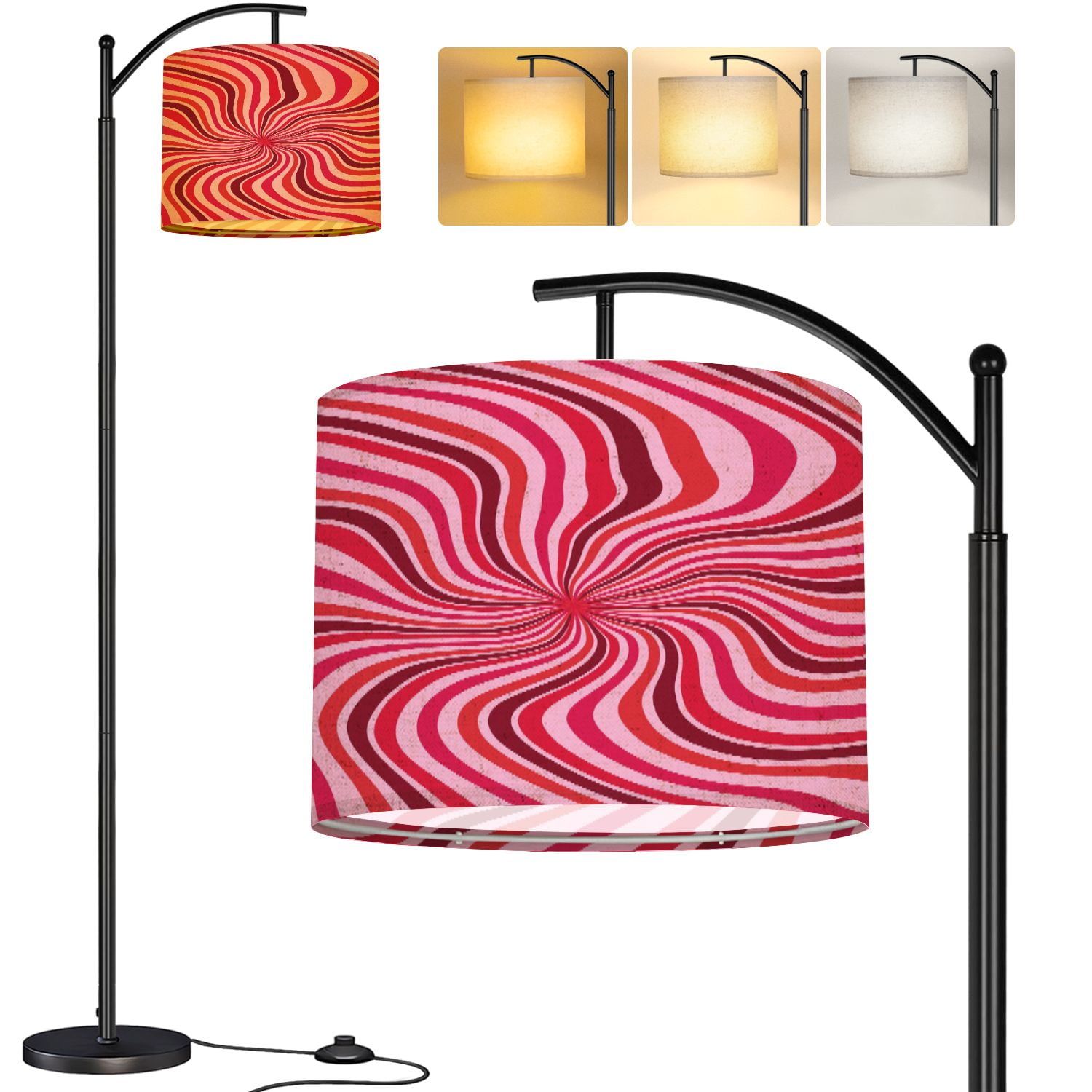 Arc Floor Lamp swirl twirl spiral 70s Retro pink purple colors abstract ...