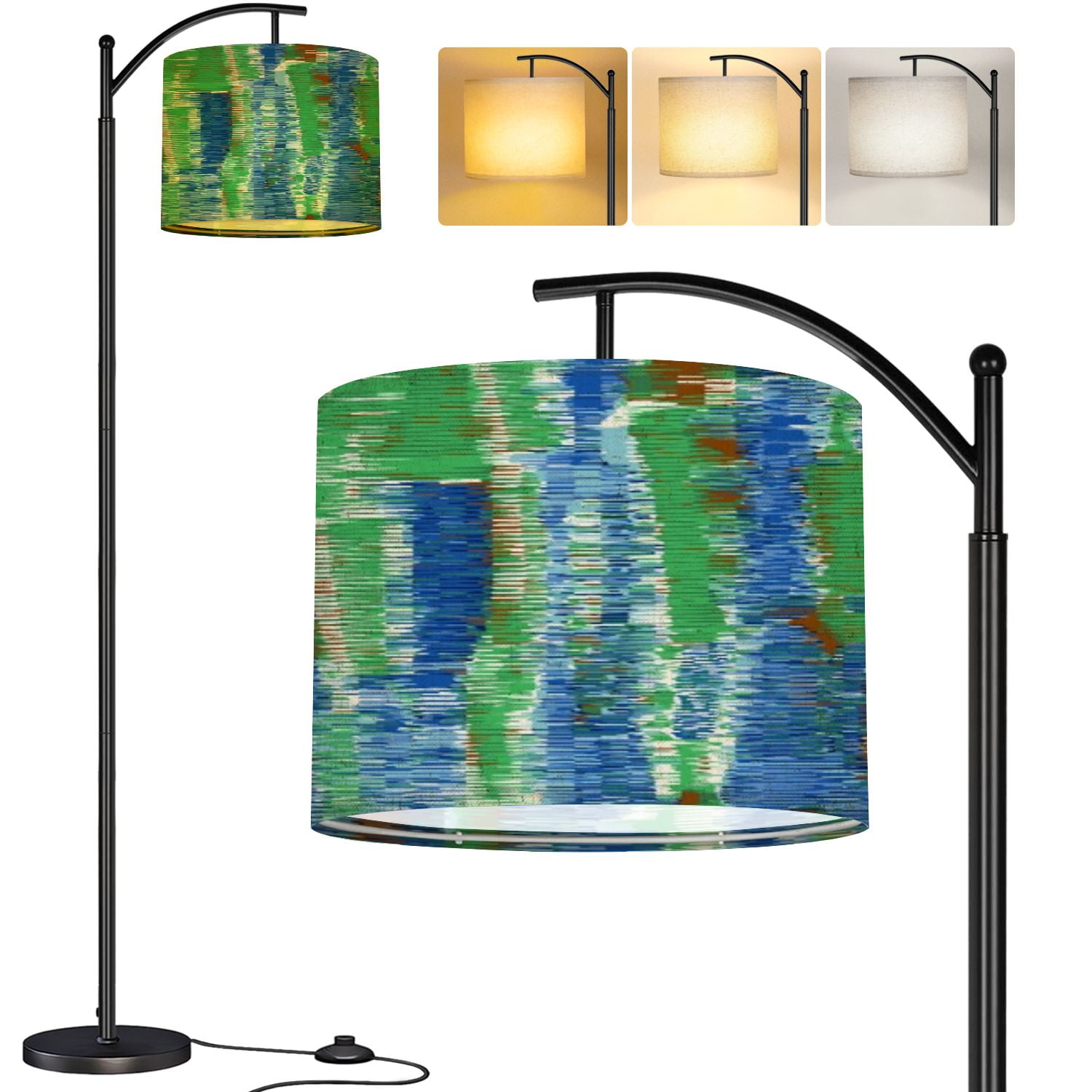Arc Floor Lamp textured green blue brown white horizontal brush like ...