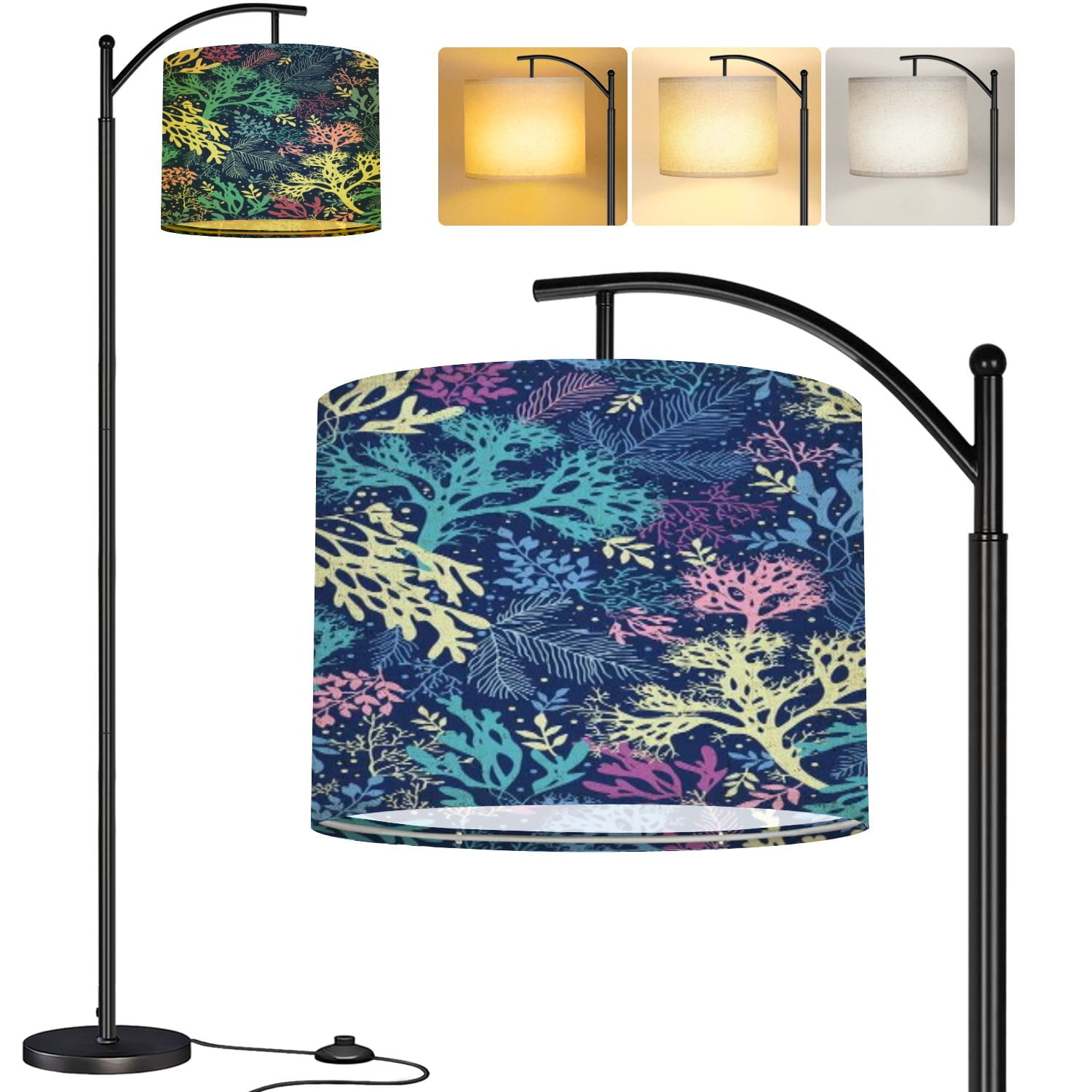 Arc Floor Lamp underwater seaweed seamless pattern hand drawn elements ...