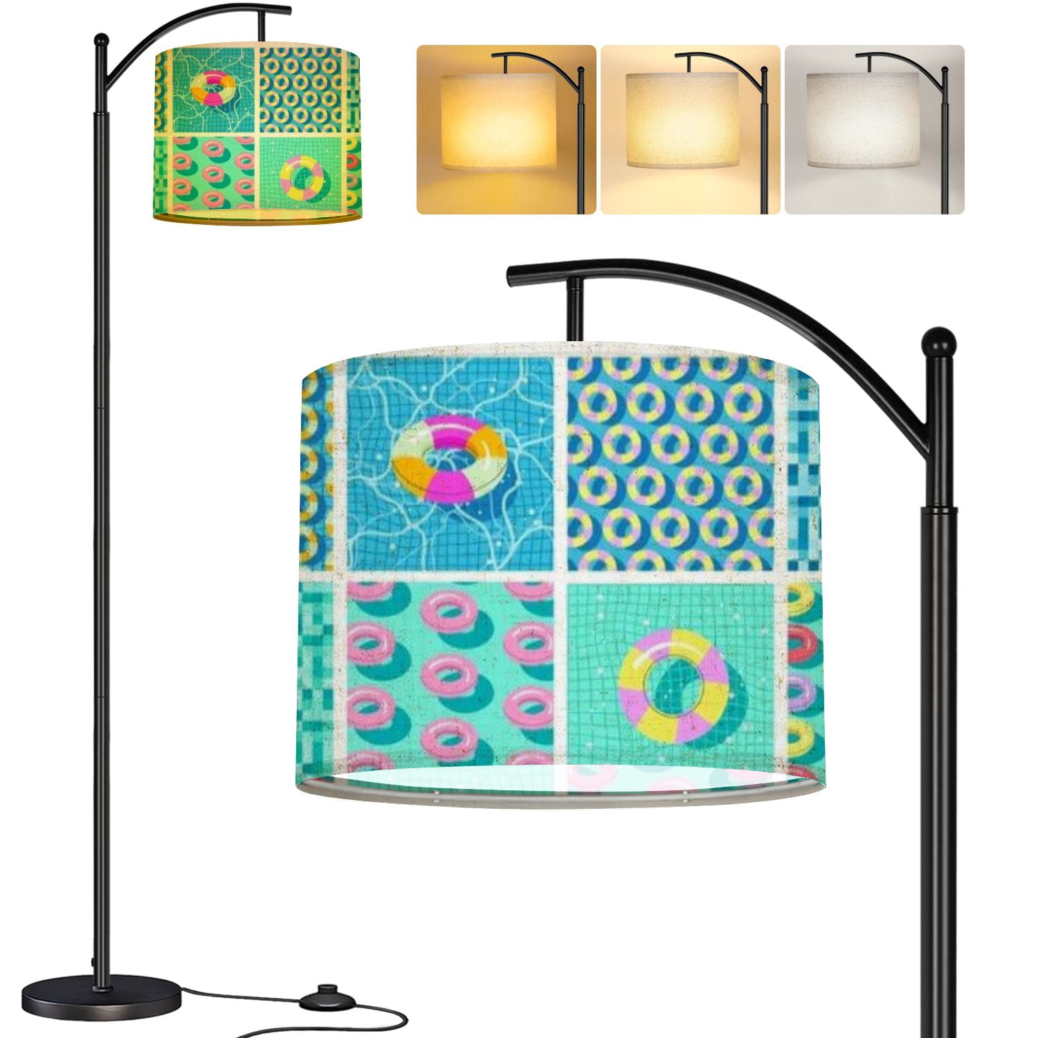 Arc Floor Lamp vibrant seamless pattern colorful pool floats bright ...
