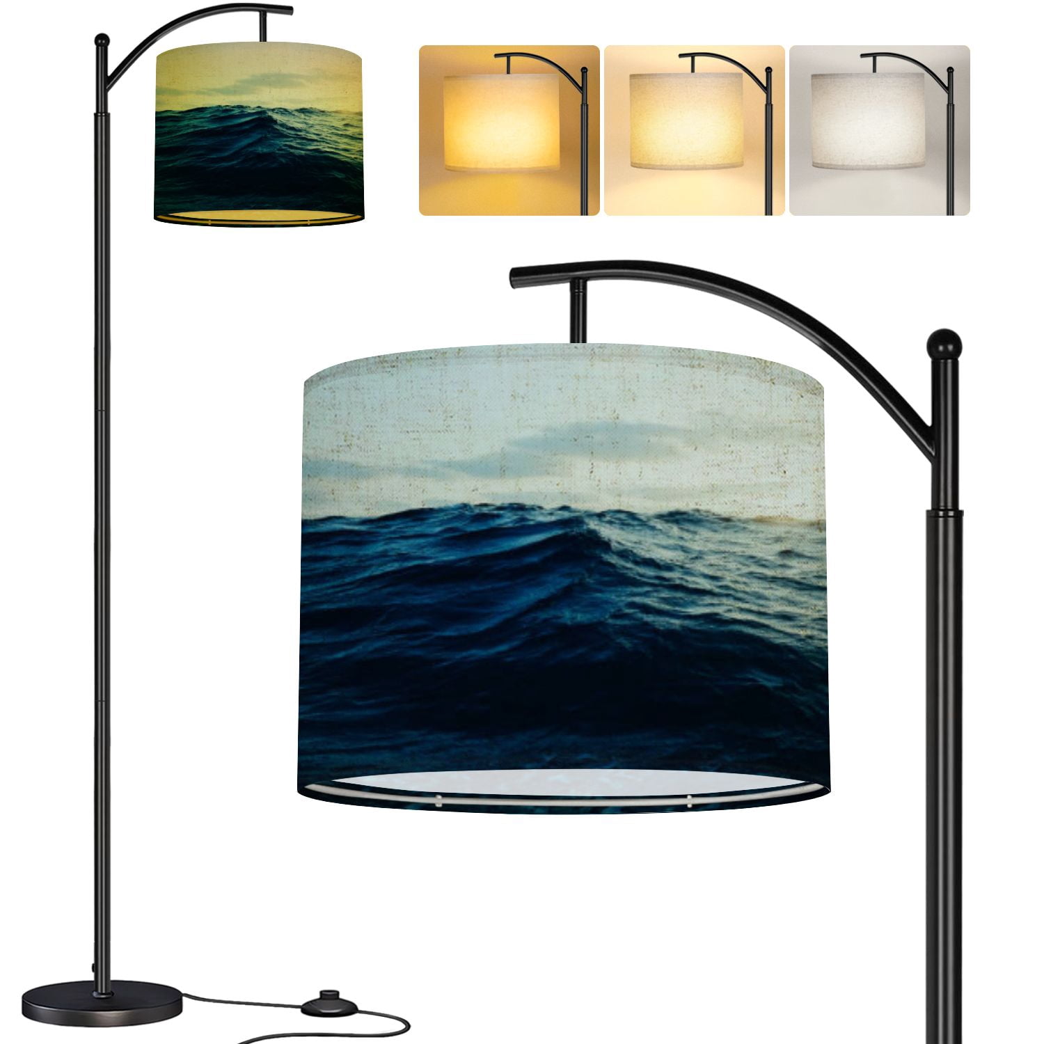 Arc Floor Lamp view large wave far out ocean from sailboat Tall Modern ...
