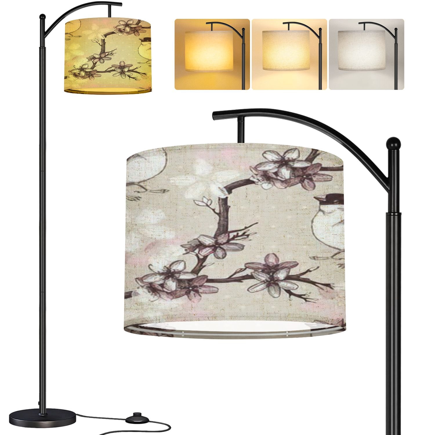 Arc Floor Lamp vintage seamless hand drawn blooming fruit tree twig ...