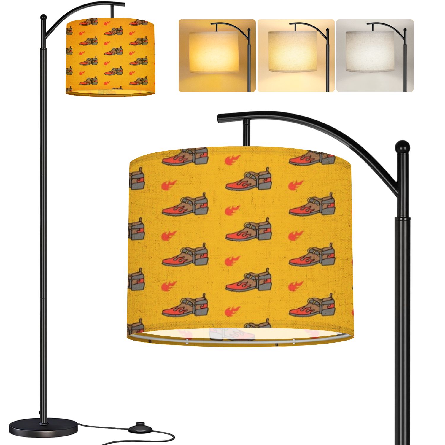 Arc Floor Lamp western boot flame fire burn colorful pattern yellow ...