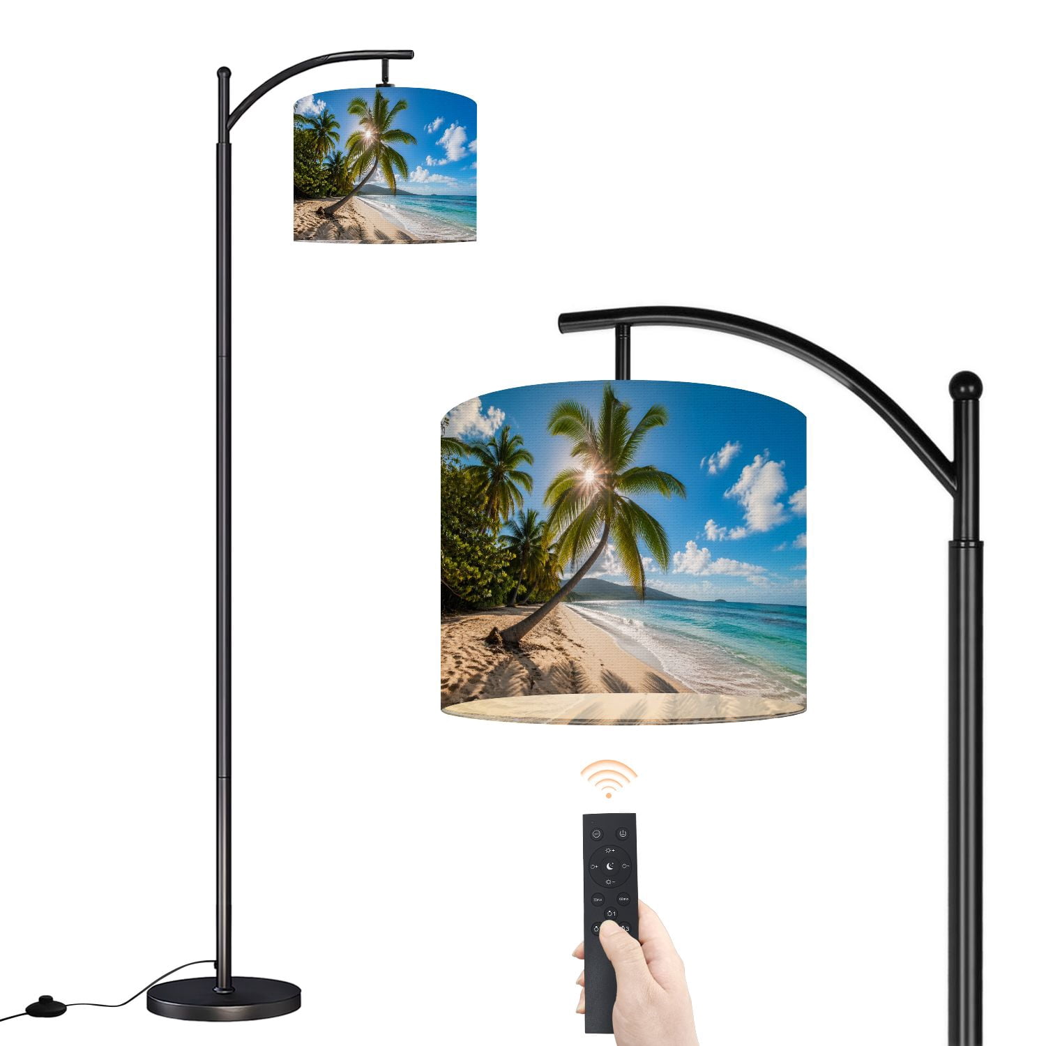 Arc Floor Lamp with Adjustable Lampshade Tropical beach Standing Lamp 3 ...