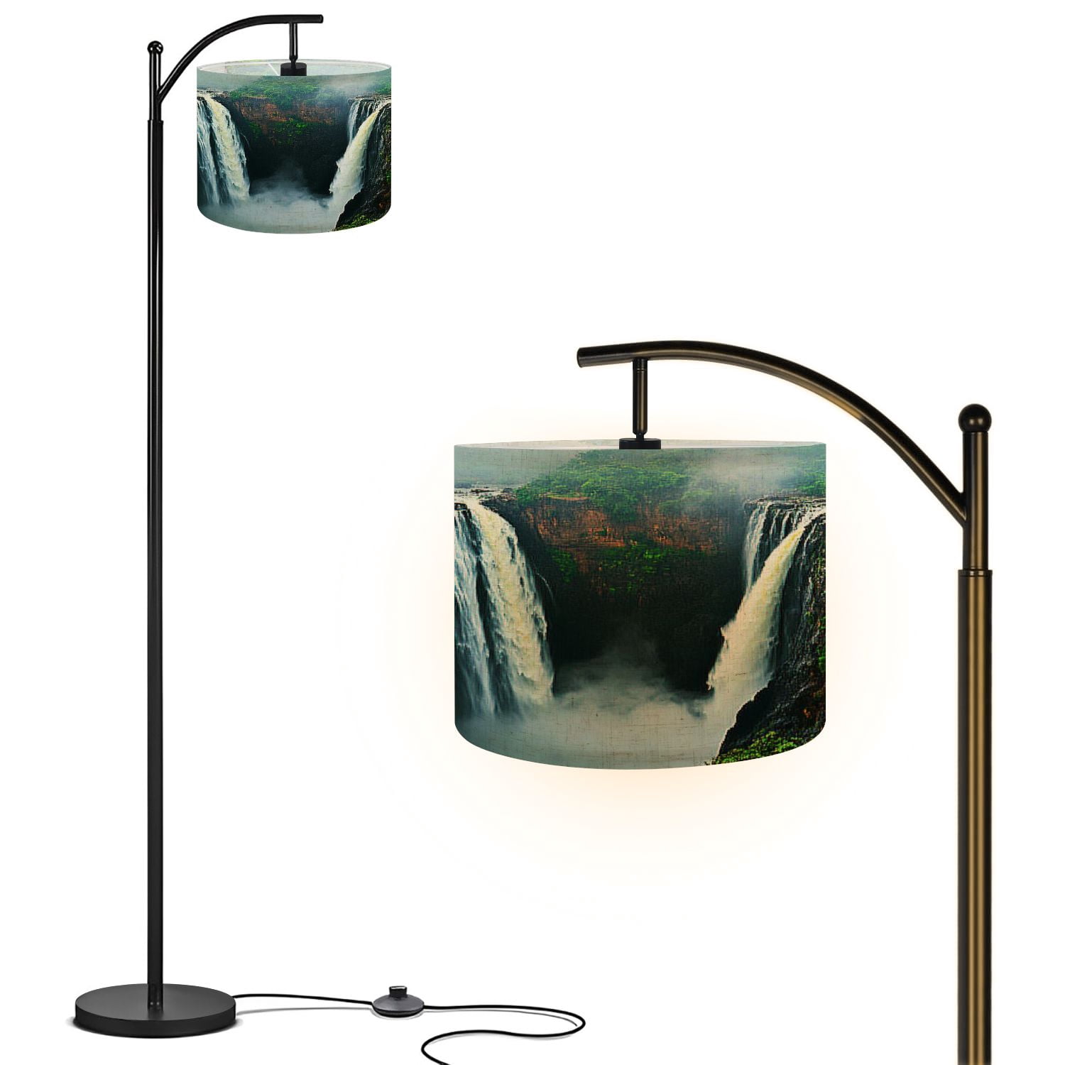 Arc Floor Lamp with Remote, Dimmable Bulb, Art Deco Arched Floor lamp ...