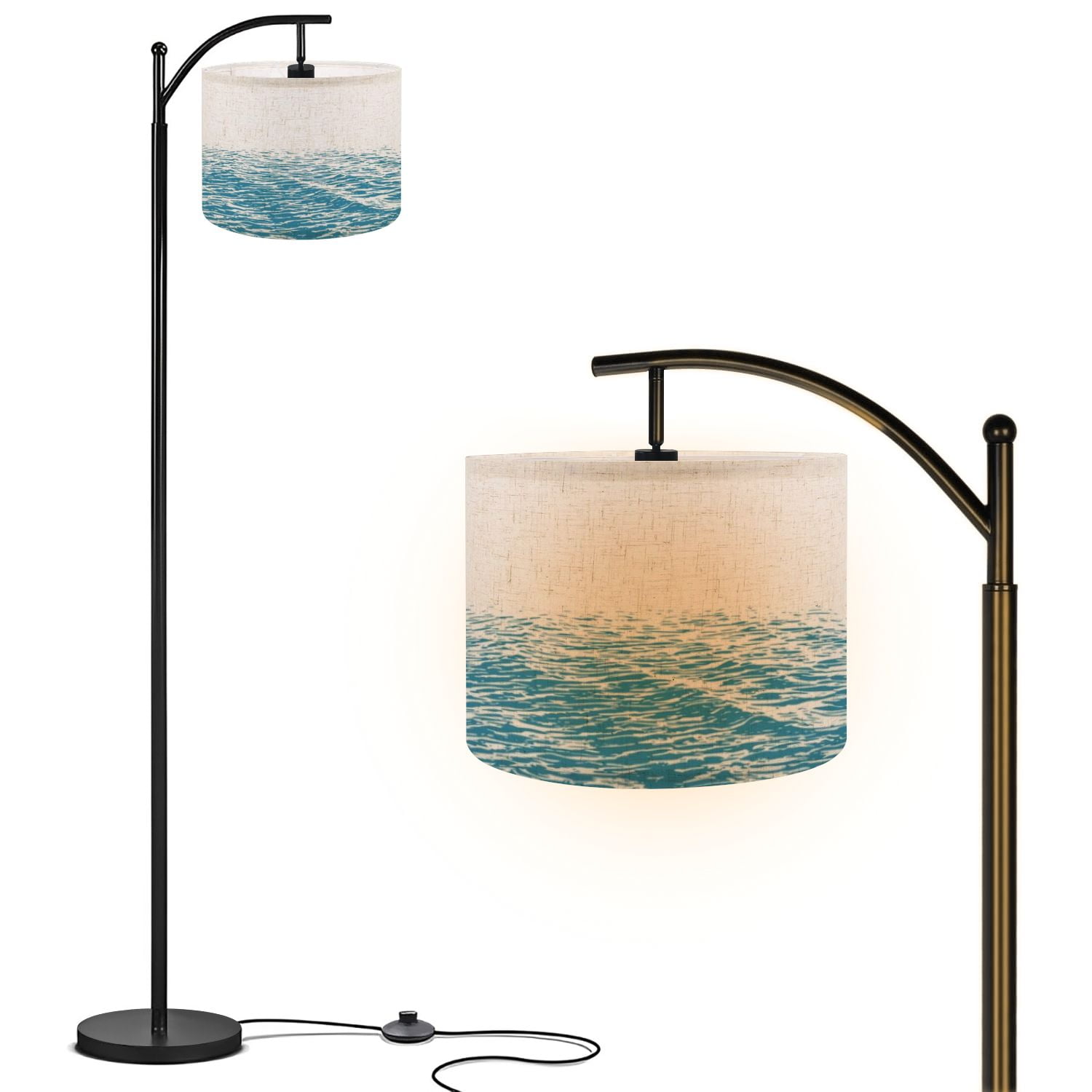 Arc Floor Lamp with Remote, Dimmable Bulb, Art Deco Arched Floor lamp ...