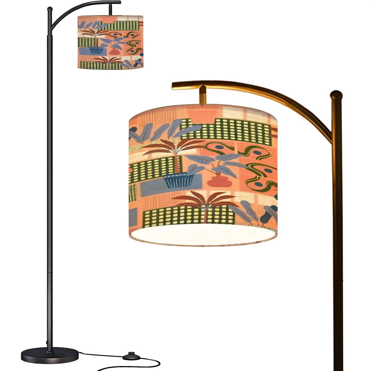 Arc Floor Lamps 1960s interior pattern color blocked tiles potted ...