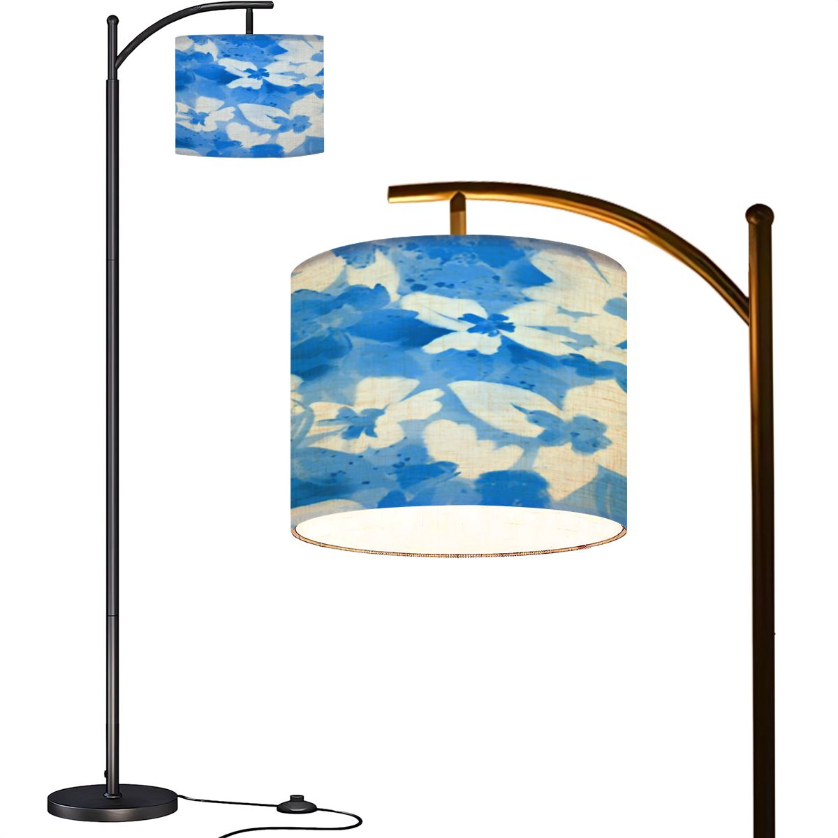 Arc Floor Lamps Abstract Gouache Brush Strokes Peony Botanical Flowers ...
