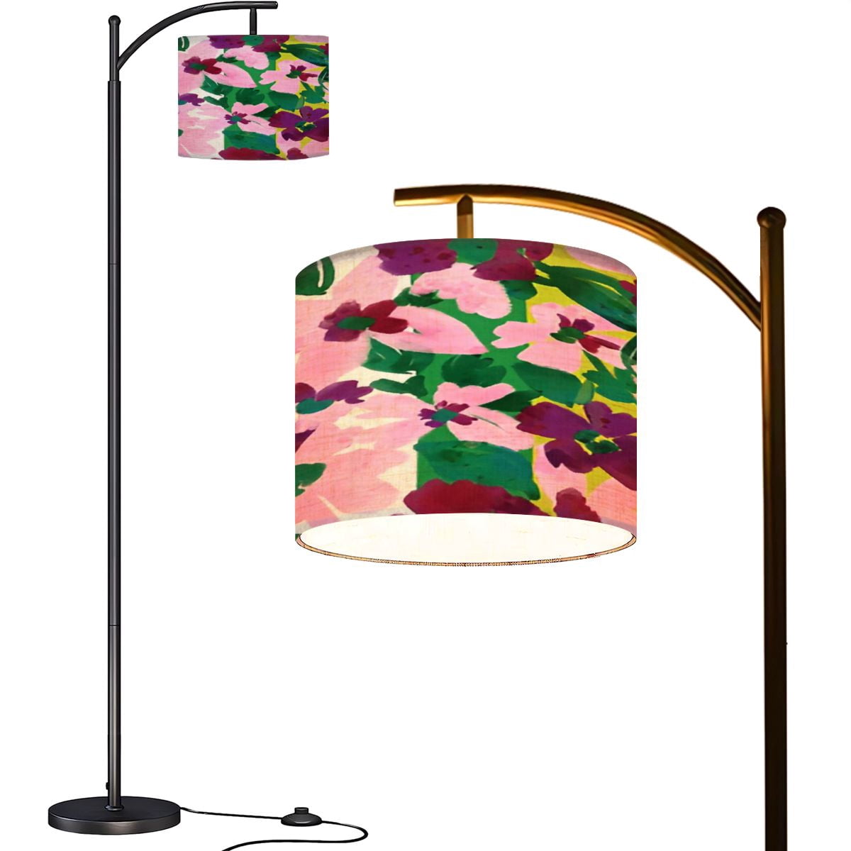 Arc Floor Lamps Abstract Gouache Brush Strokes Peony Botanical Flowers ...