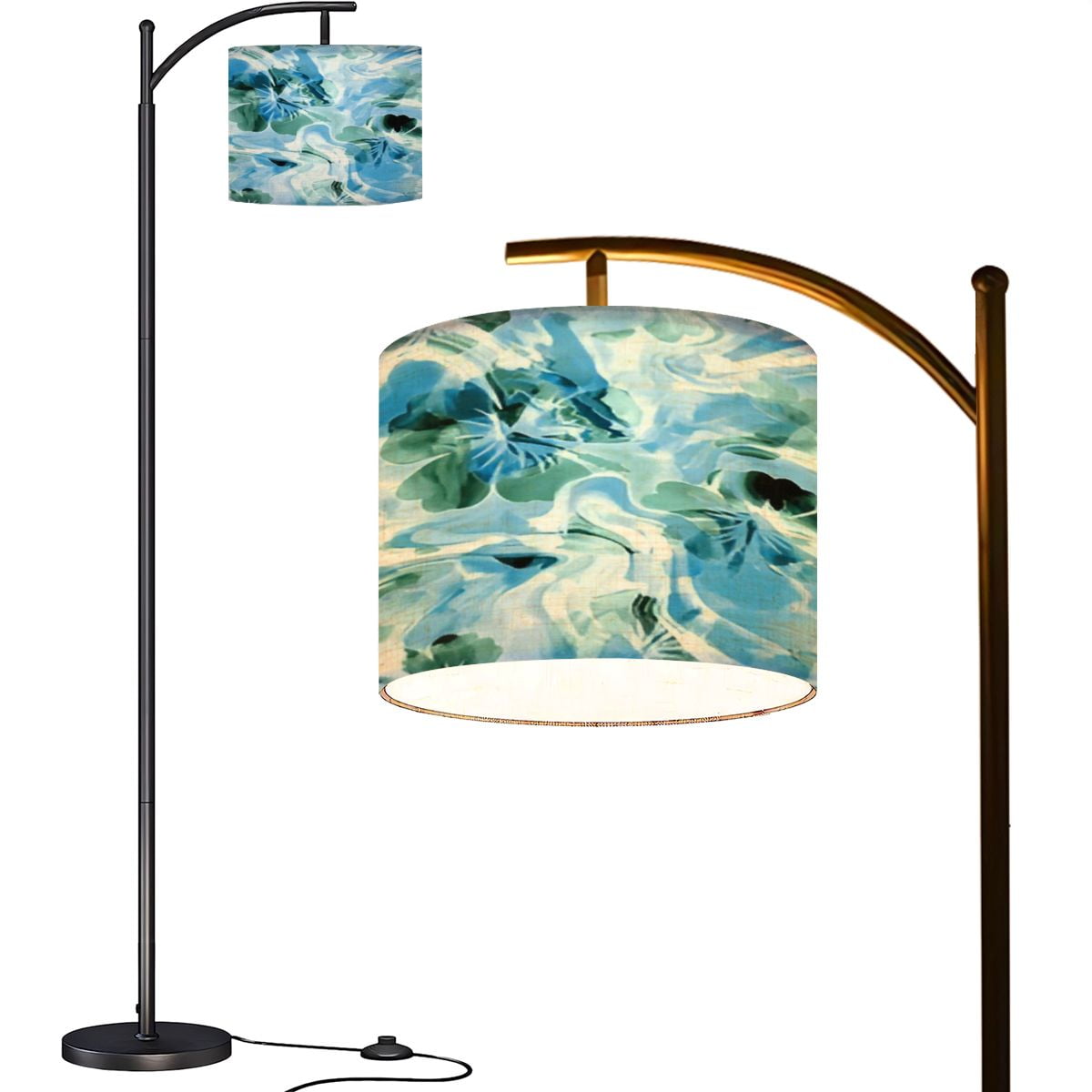 Arc Floor Lamps Abstract Hand Drawing Butterflies Hibiscus Flowers ...