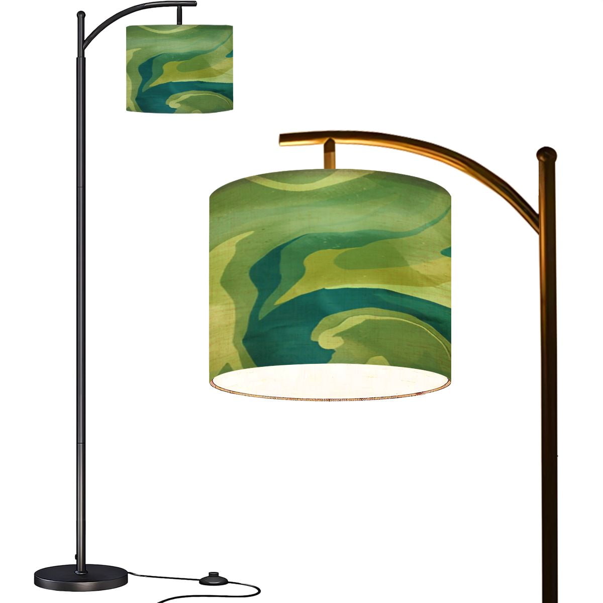 Arc Floor Lamps Abstract Hand Drawing Liquid Fluid Wavy Dye Marble ...