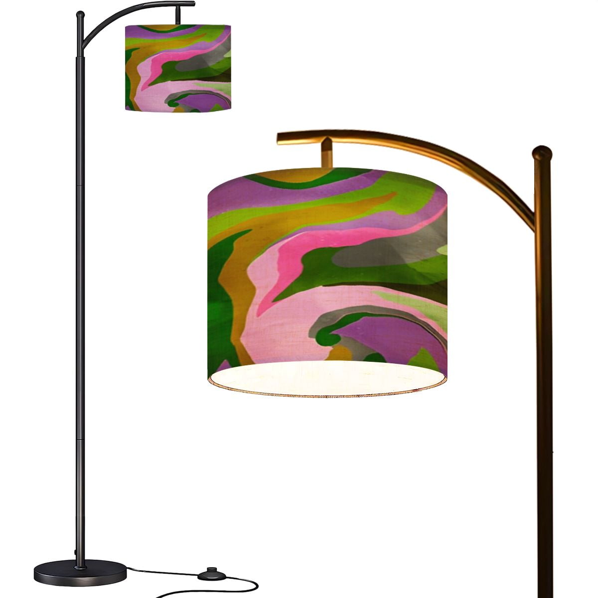 Arc Floor Lamps Abstract Hand Drawing Liquid Fluid Wavy Dye Marble ...