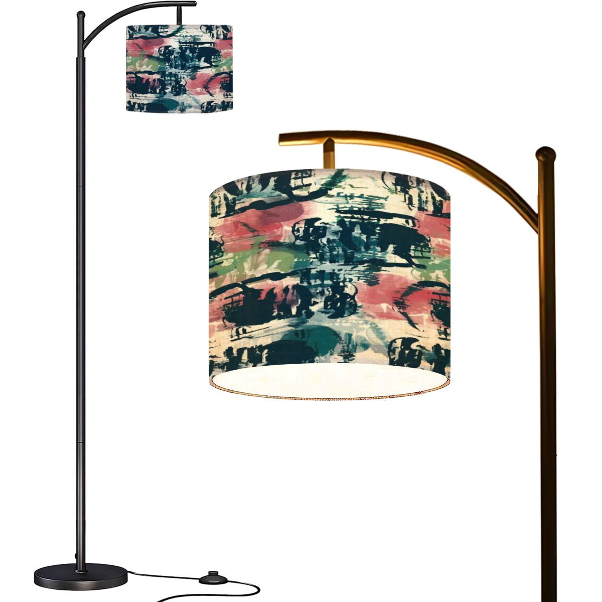 Arc Floor Lamps Abstract Hand Drawing Psychedelic Camouflage Wavy ...