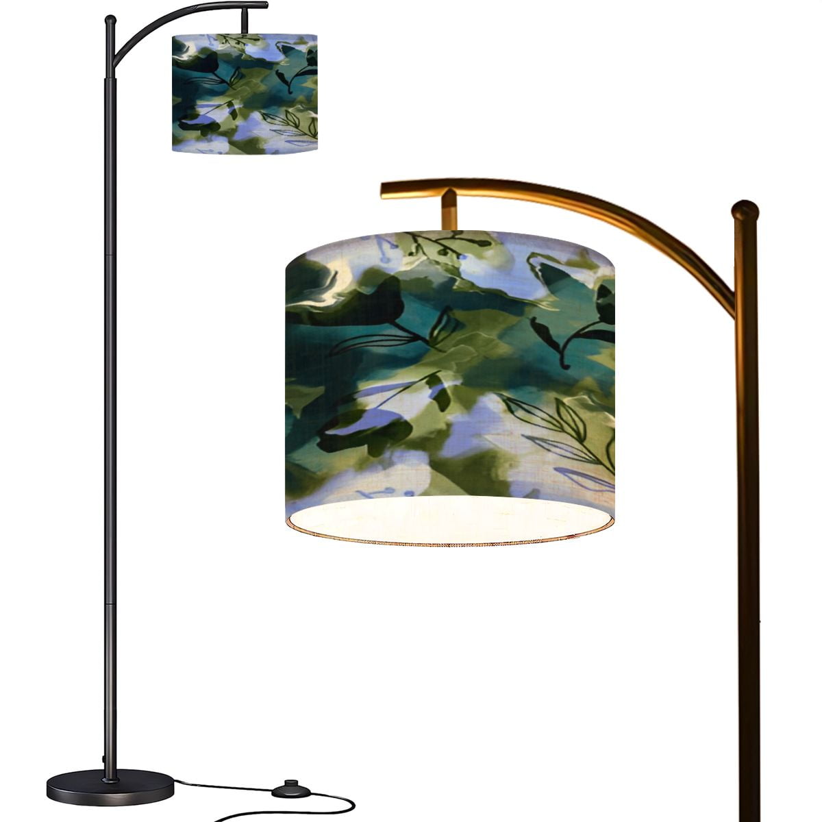 Arc Floor Lamps Abstract Hand Drawing Watercolor Flowers Leaves ...