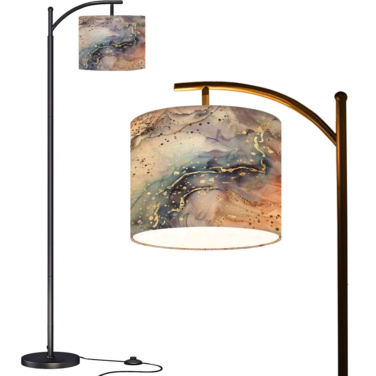 Arc Floor Lamps Abstract alcohol ink print gold glitter splatter ...