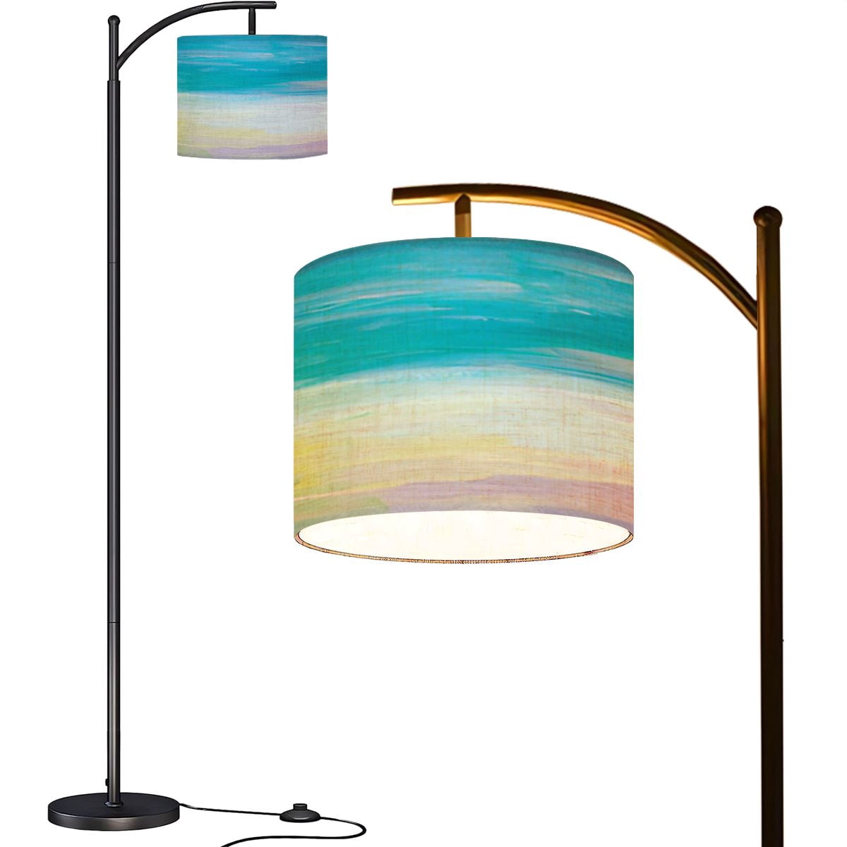 Arc Floor Lamps Abstract art pastel white blue pink yellow textured ...